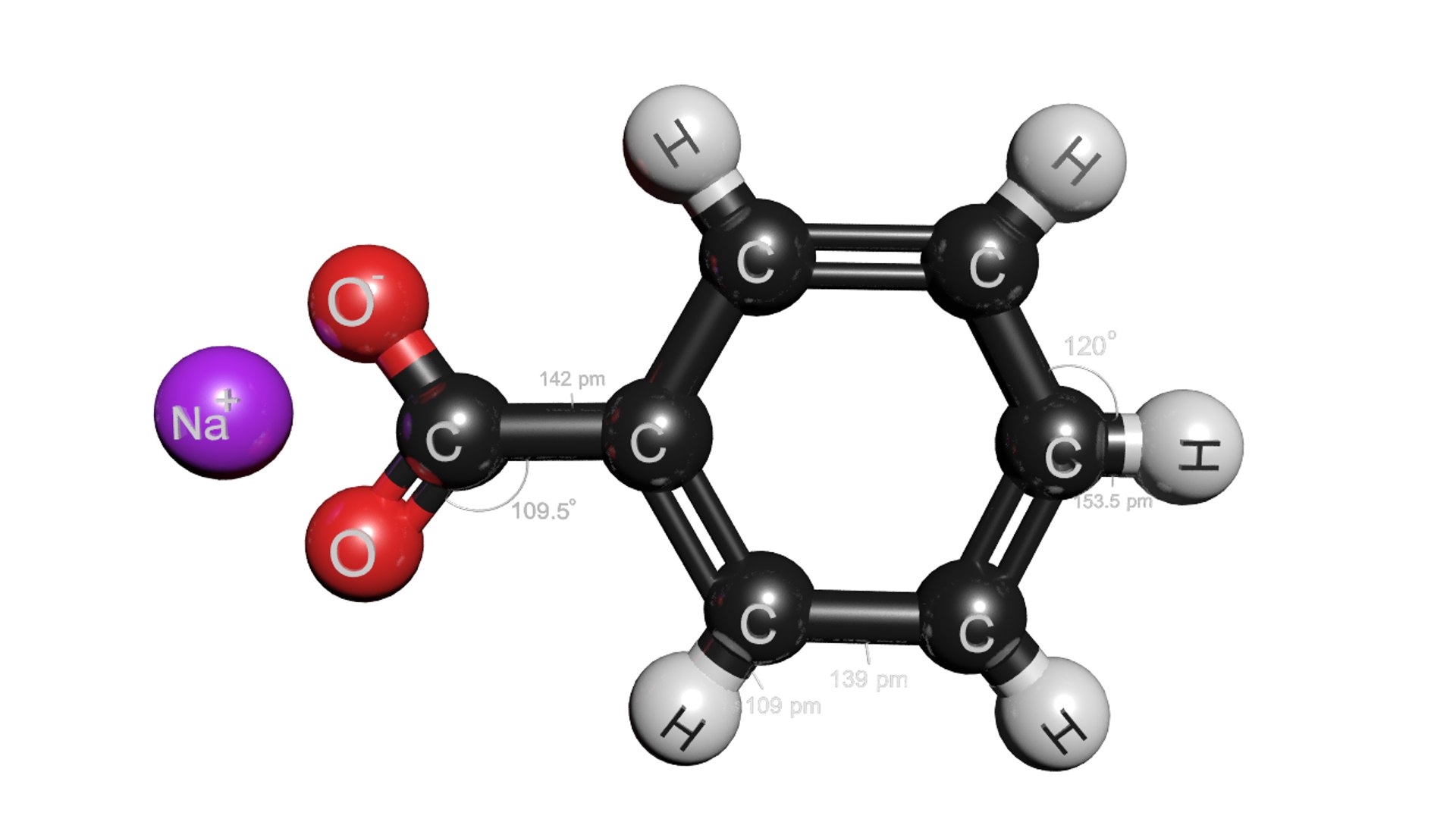 3D Model Sodium Benzoate Molecule C7h5nao2 - TurboSquid 1426829