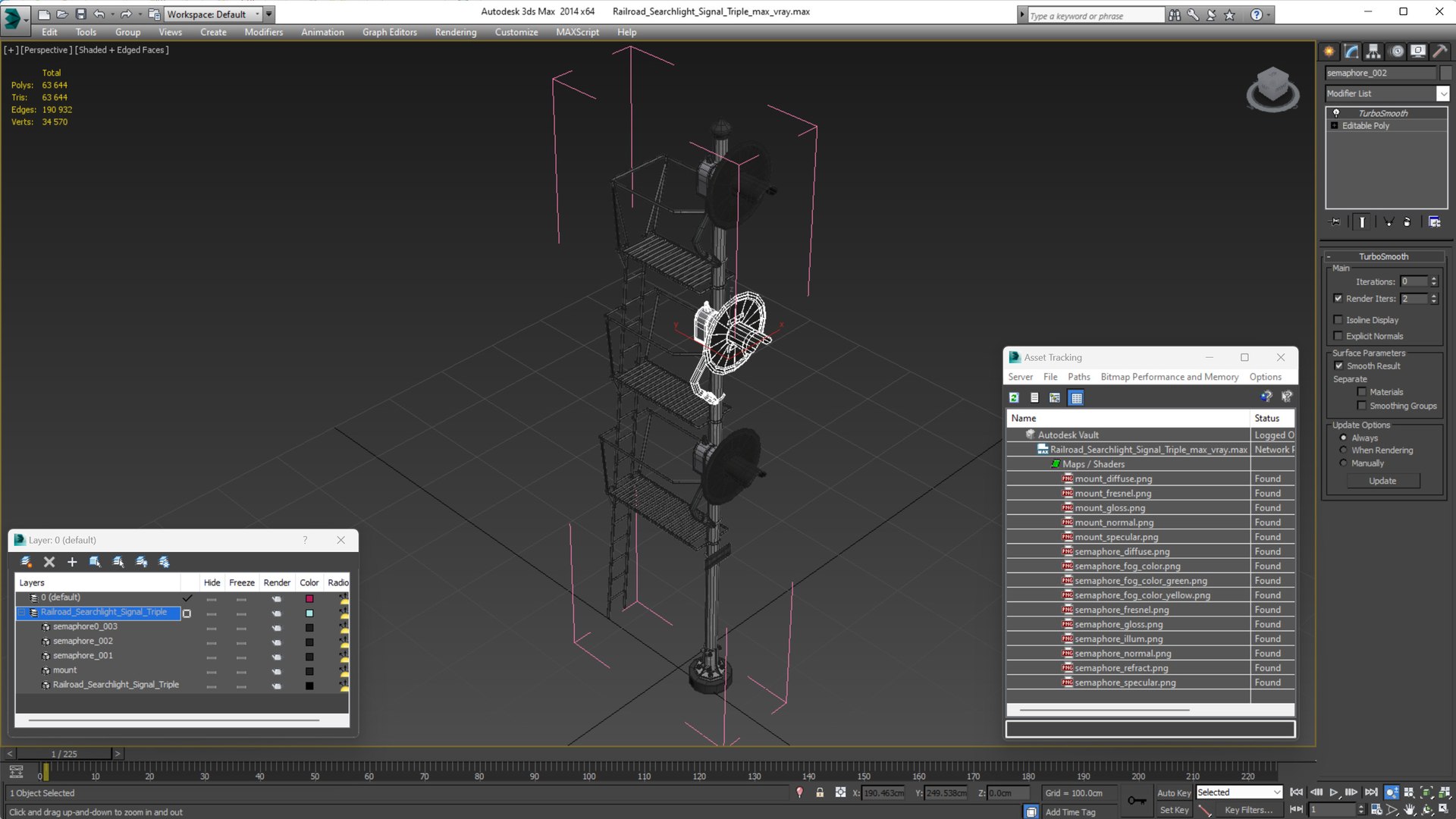Railroad Searchlight Signal Triple 3D Model - TurboSquid 2035519
