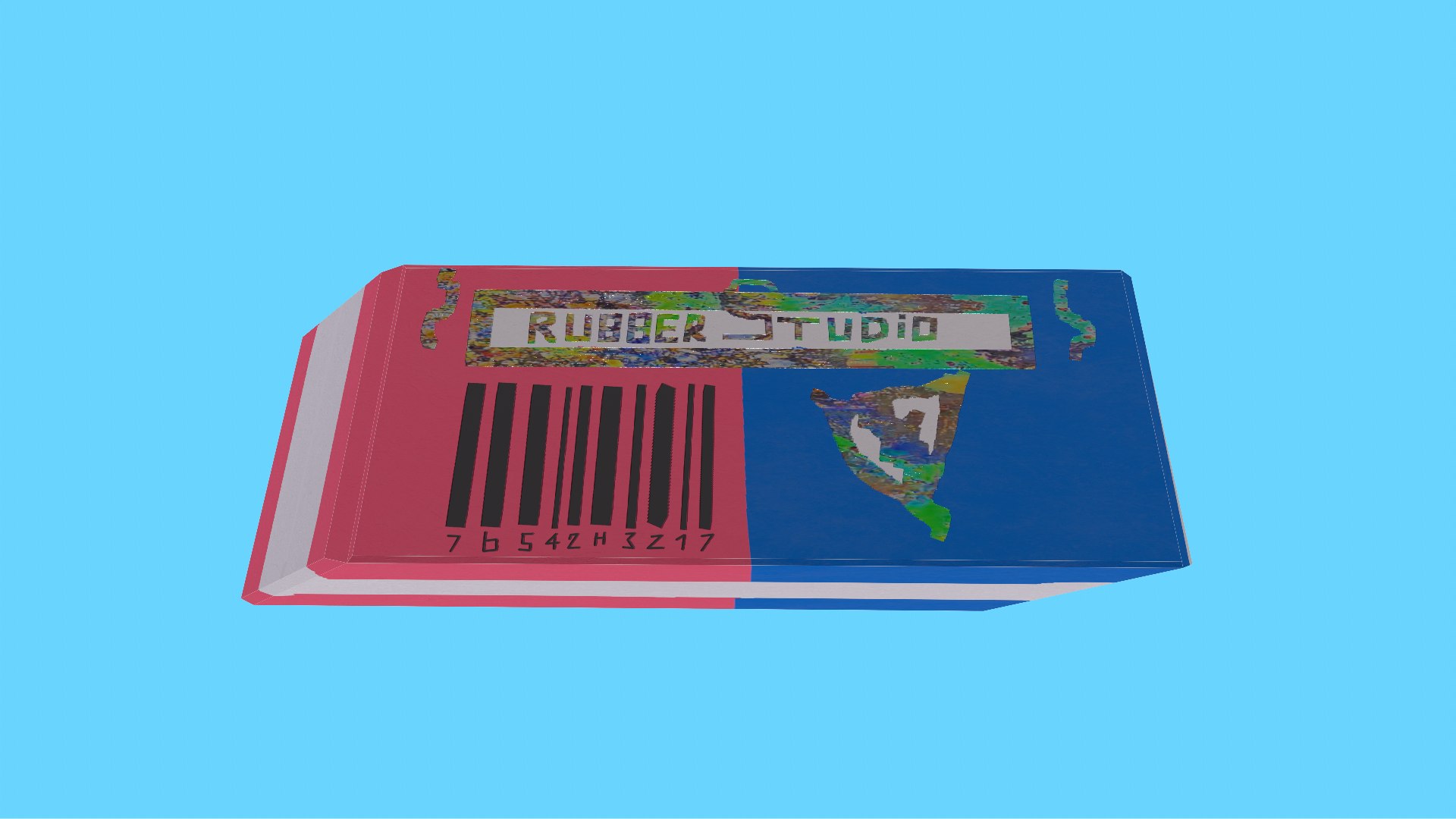 Free 3D Giant Two-Tone Eraser 3D Model - Red Blue Rubber Studio Model ...