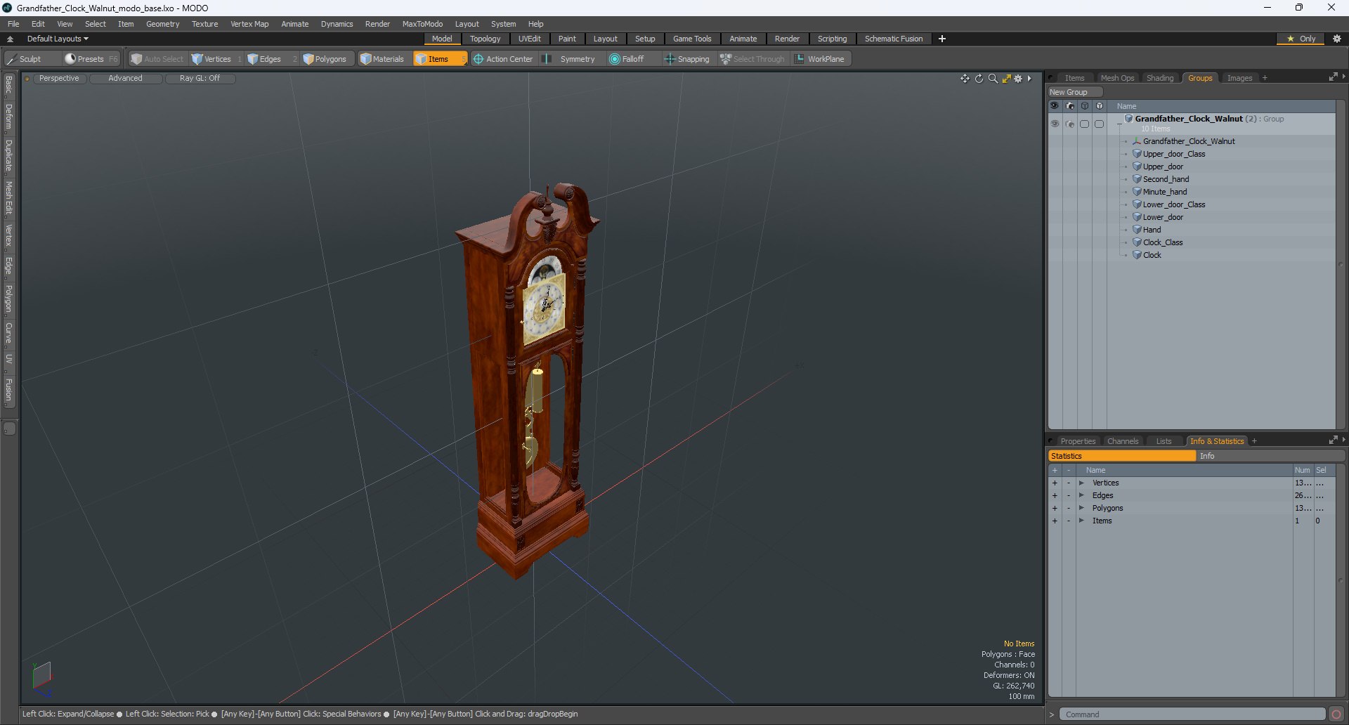 3D Grandfather Clock Walnut - TurboSquid 2286862