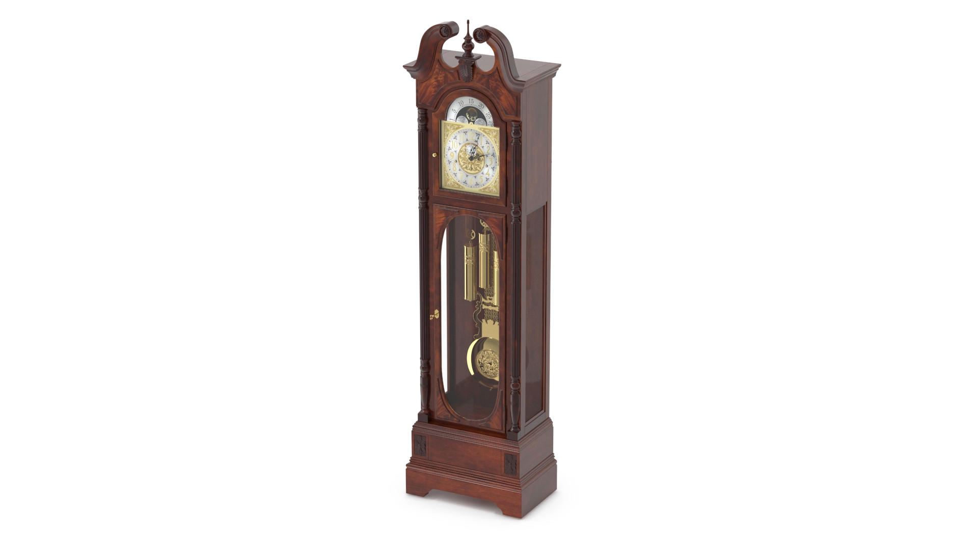3D Grandfather Clock Walnut - TurboSquid 2286862