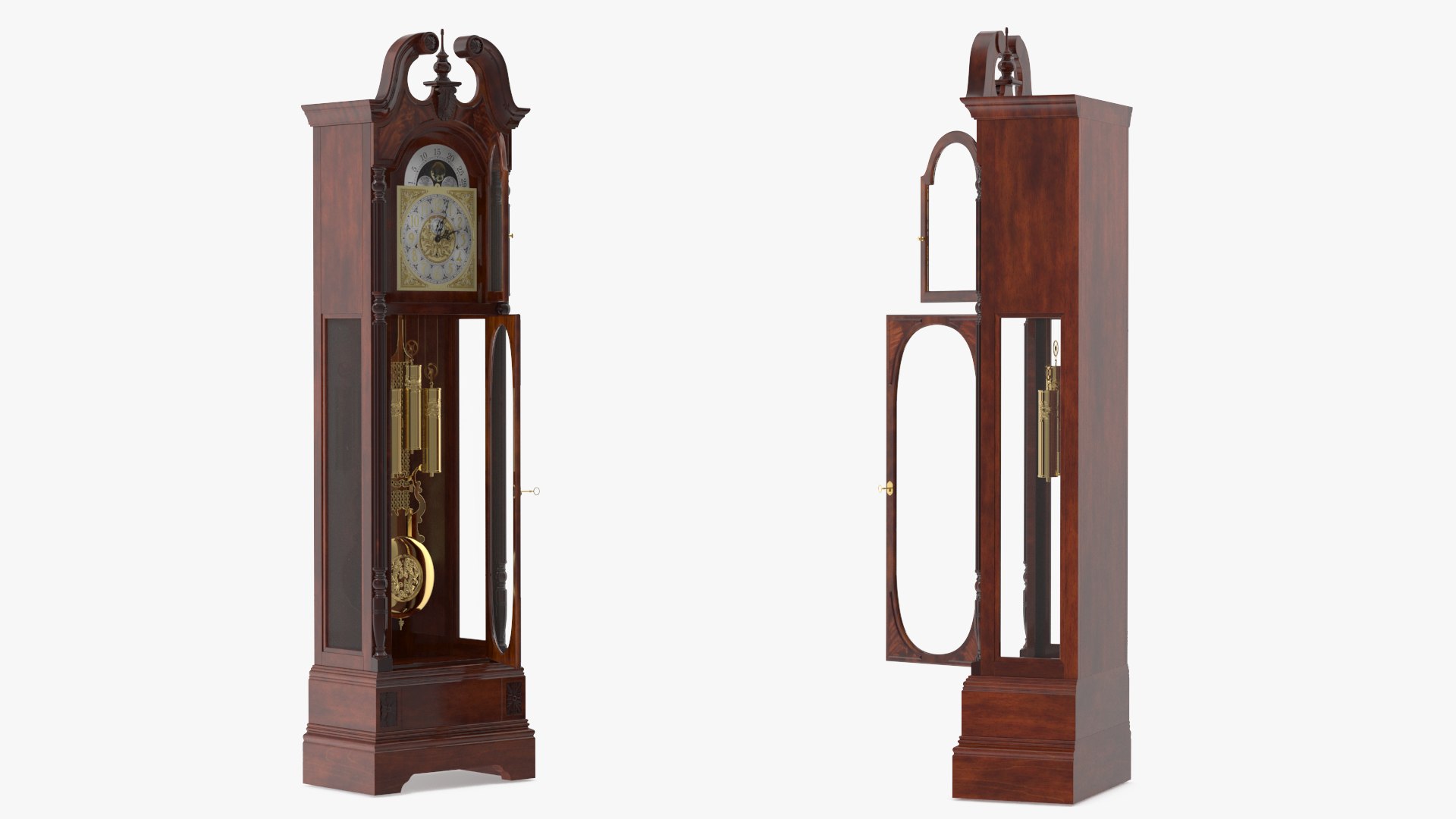 3D Grandfather Clock Walnut - TurboSquid 2286862