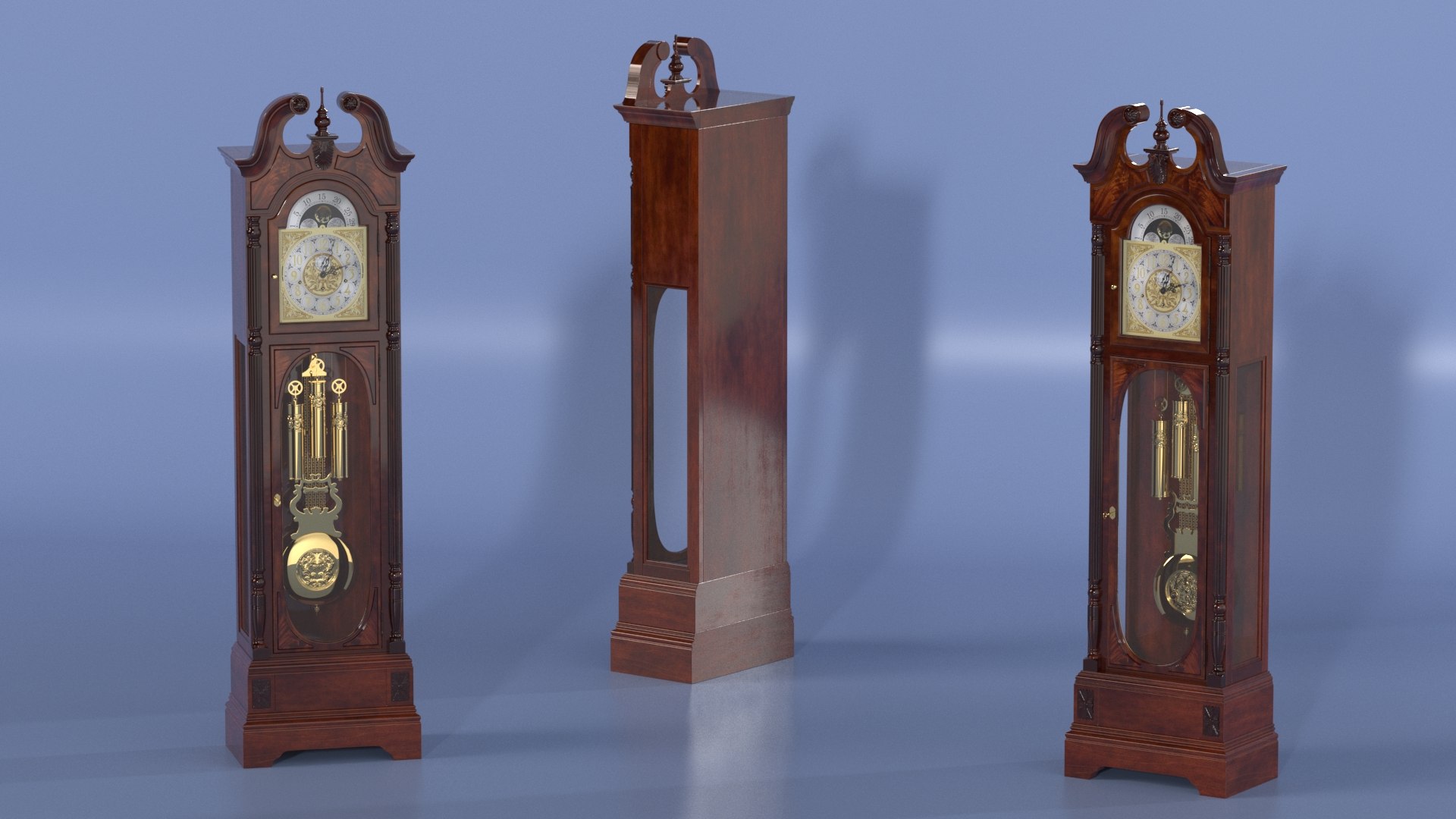 3D Grandfather Clock Walnut - TurboSquid 2286862