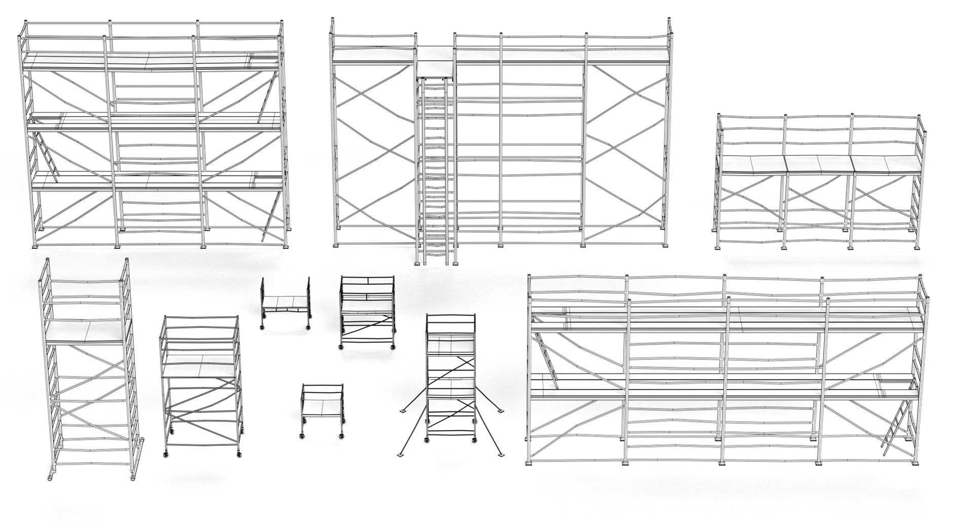 Old scaffolding set 3D - TurboSquid 1402333