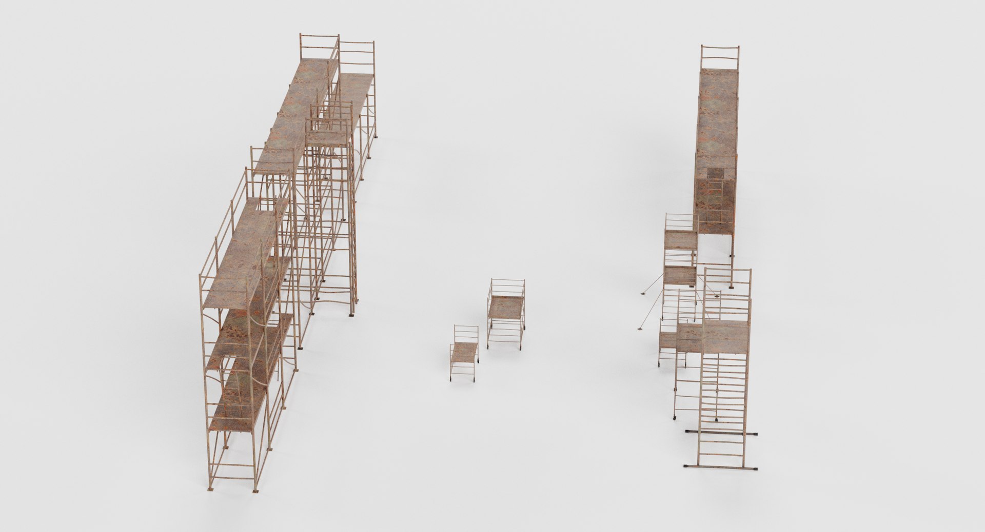 Old scaffolding set 3D - TurboSquid 1402333