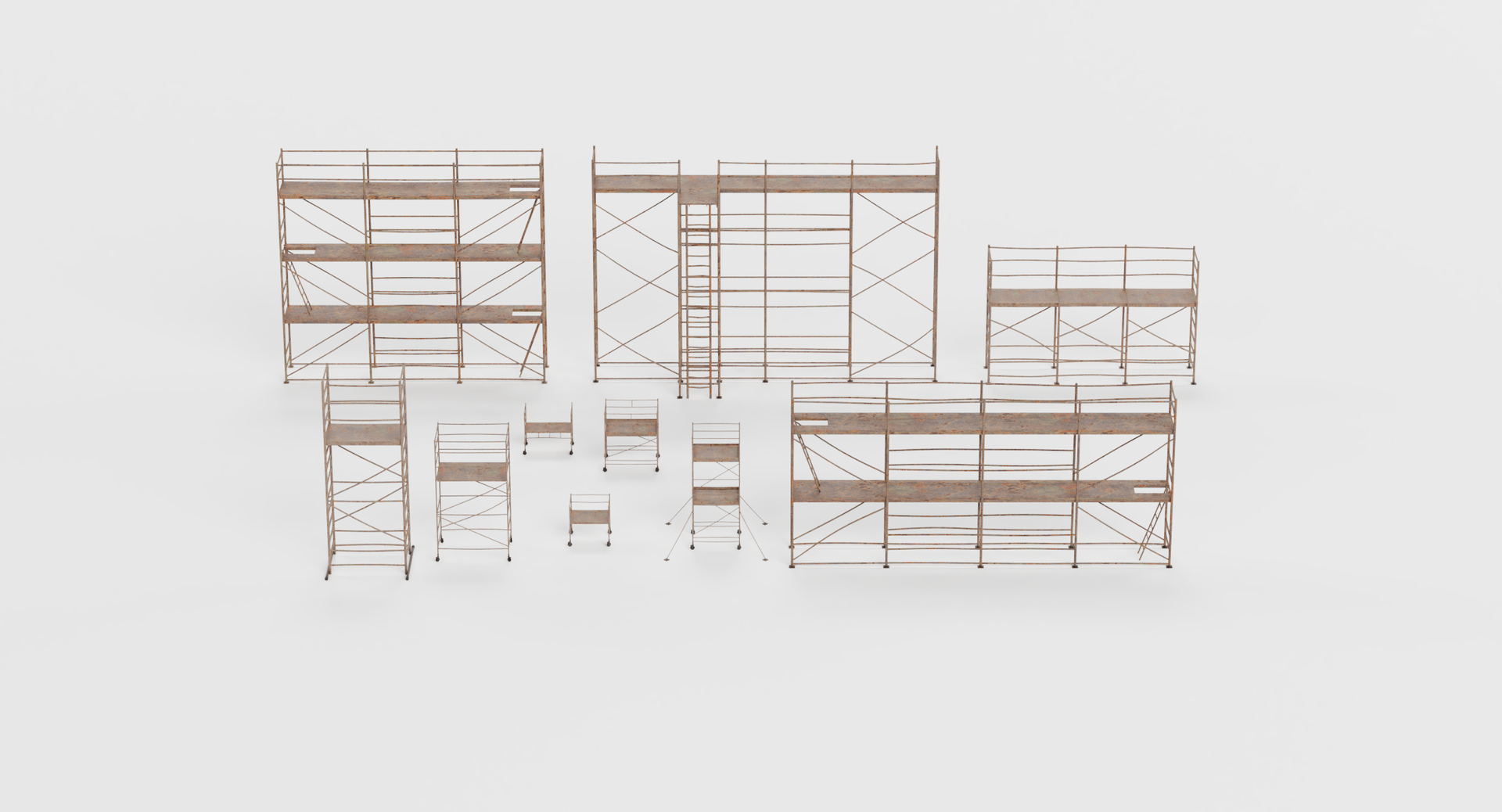 Old scaffolding set 3D - TurboSquid 1402333