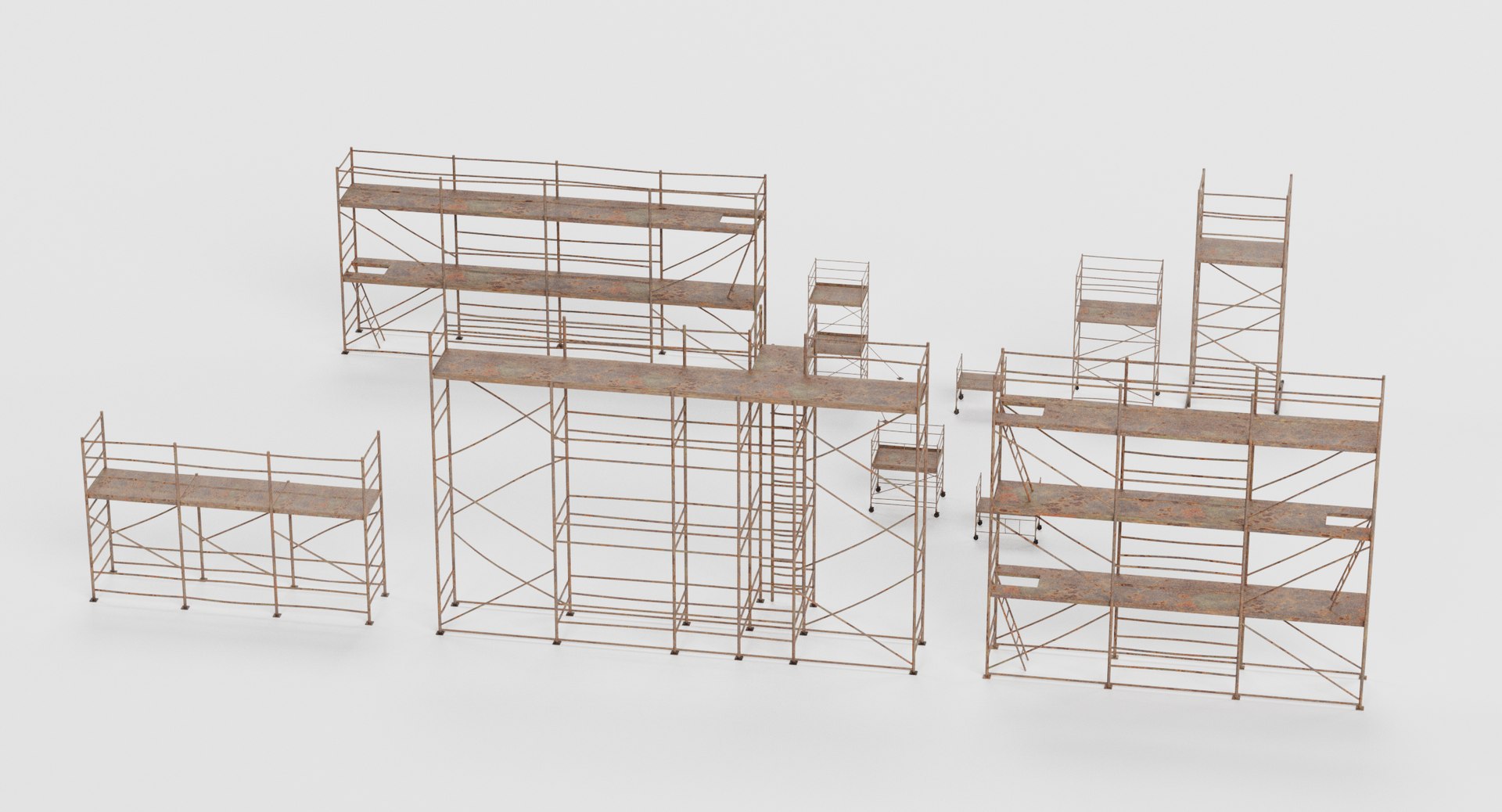 Old scaffolding set 3D - TurboSquid 1402333