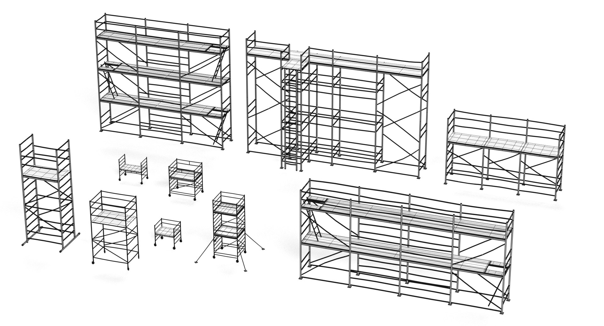 Old scaffolding set 3D - TurboSquid 1402333