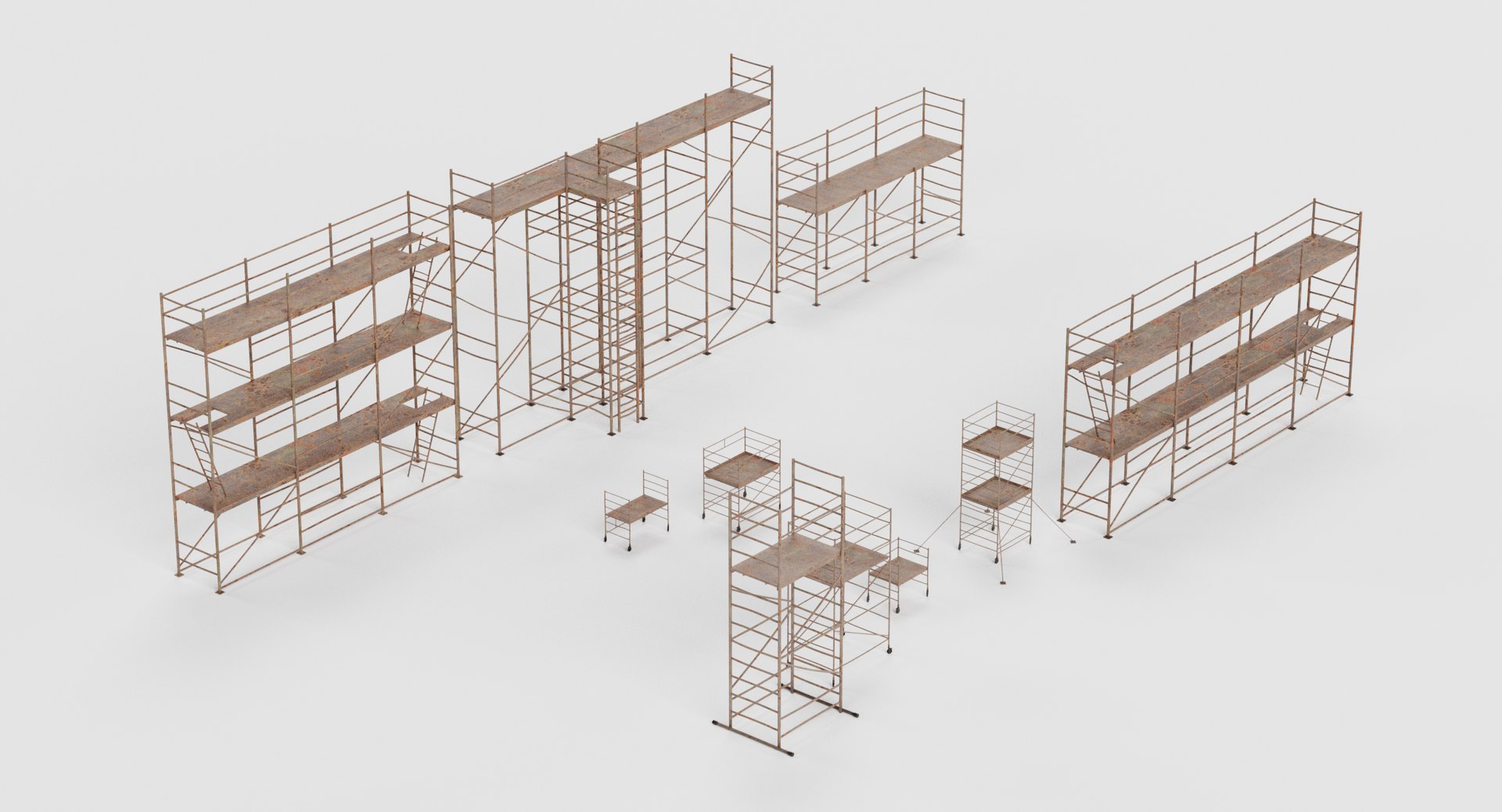 Old scaffolding set 3D - TurboSquid 1402333