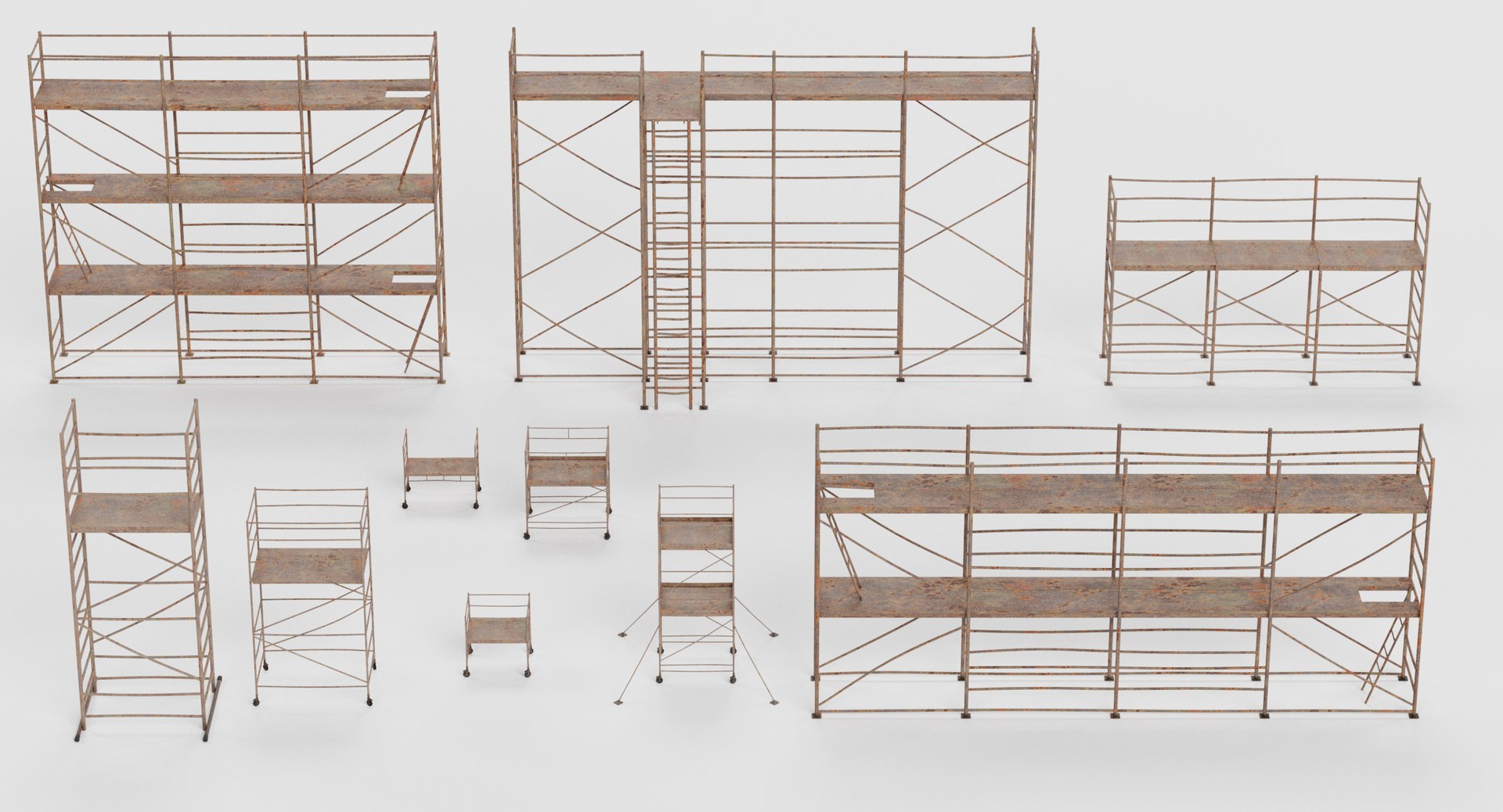 Old scaffolding set 3D - TurboSquid 1402333