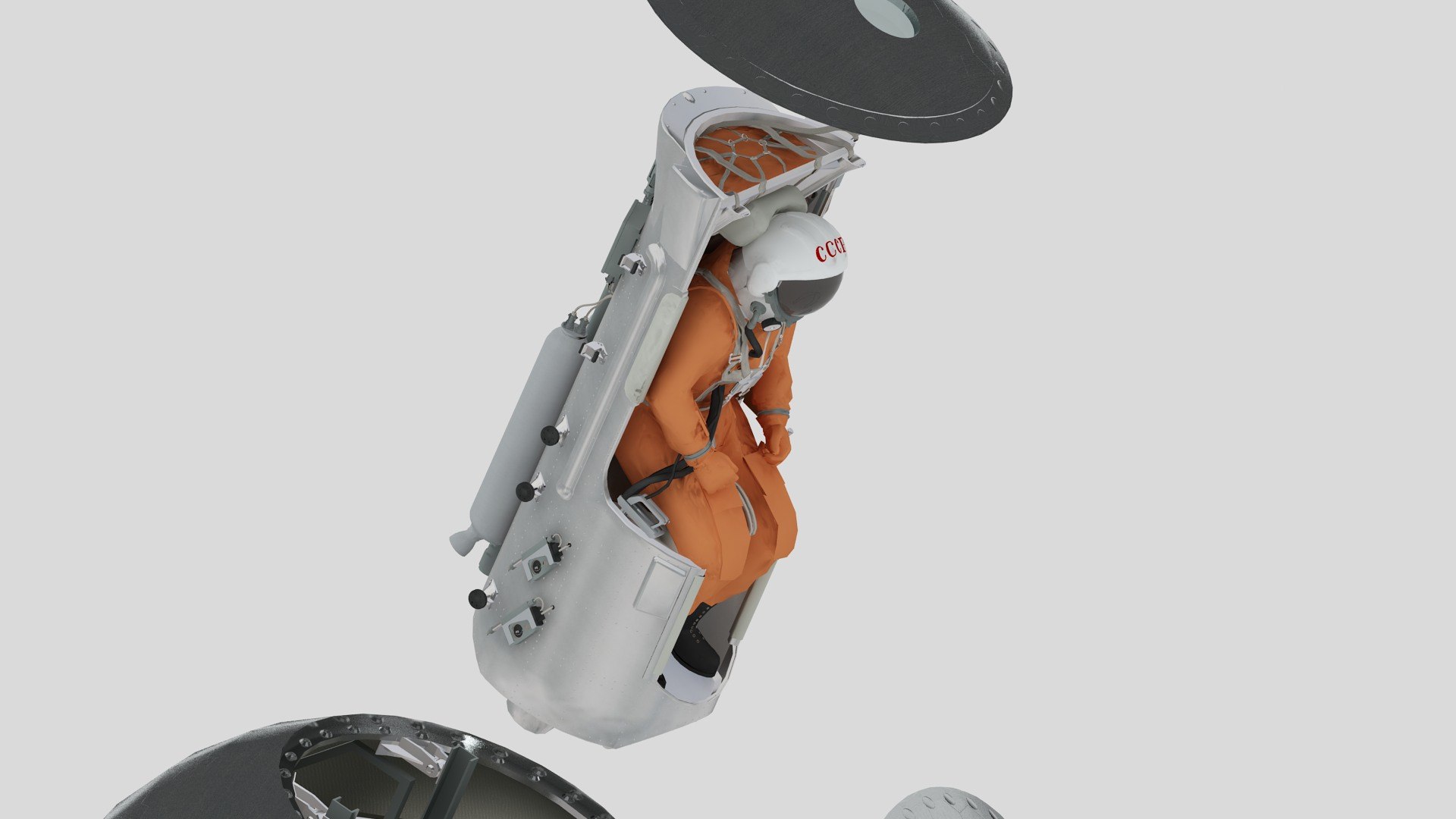 3D model Vostok-1 spacecraft with III rocket stage Block E - TurboSquid ...