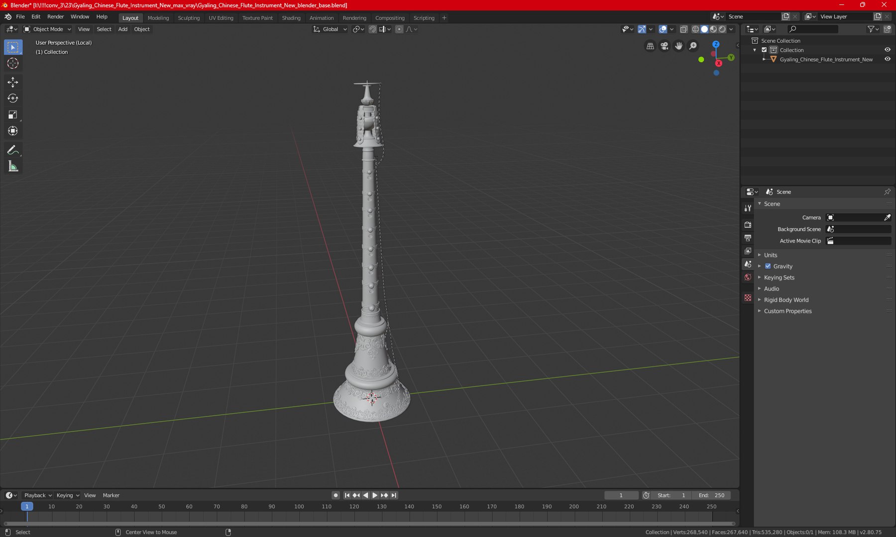 3D Traditional Woodwind Instrument Gyaling Old Model - TurboSquid 2090374