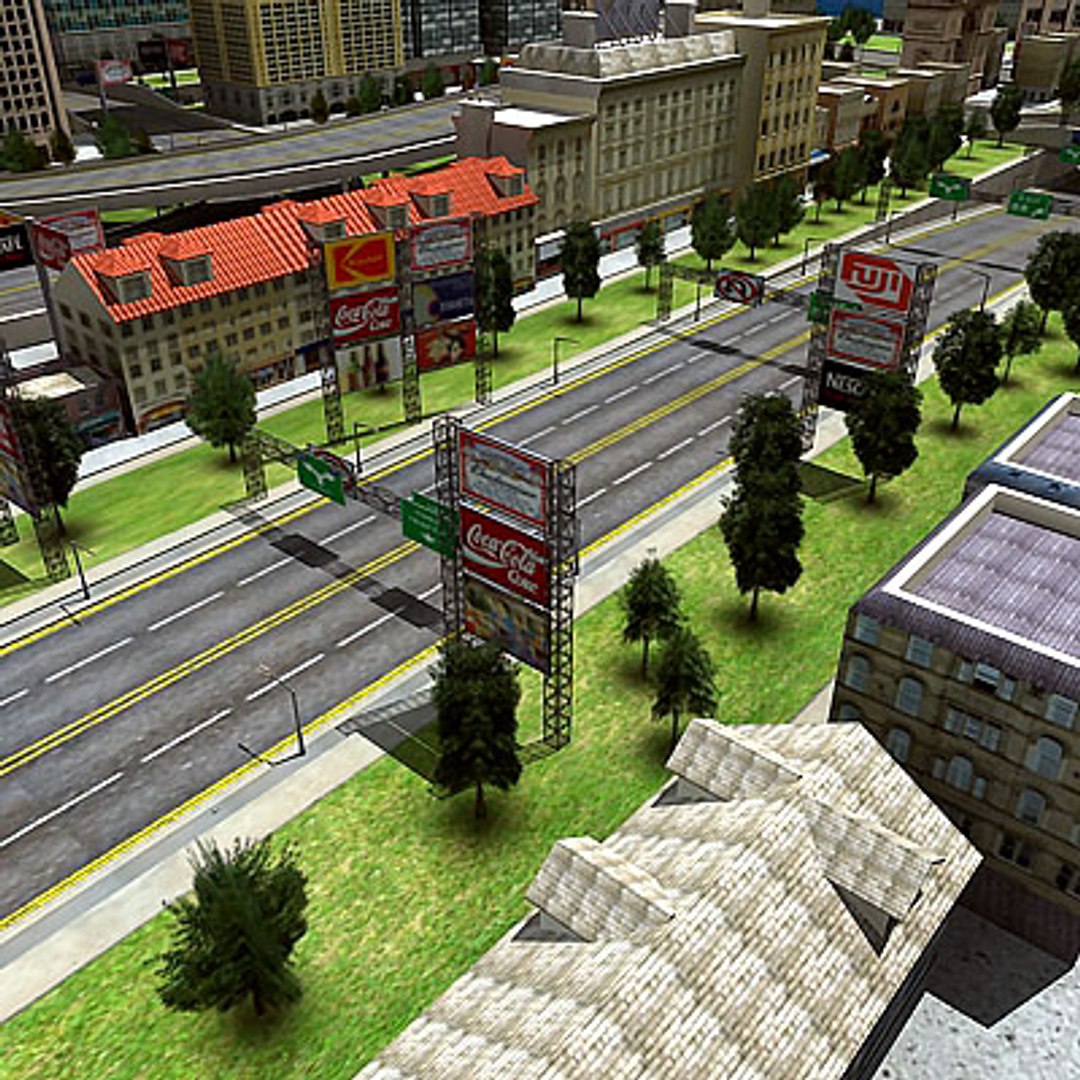 buildings road 3d model