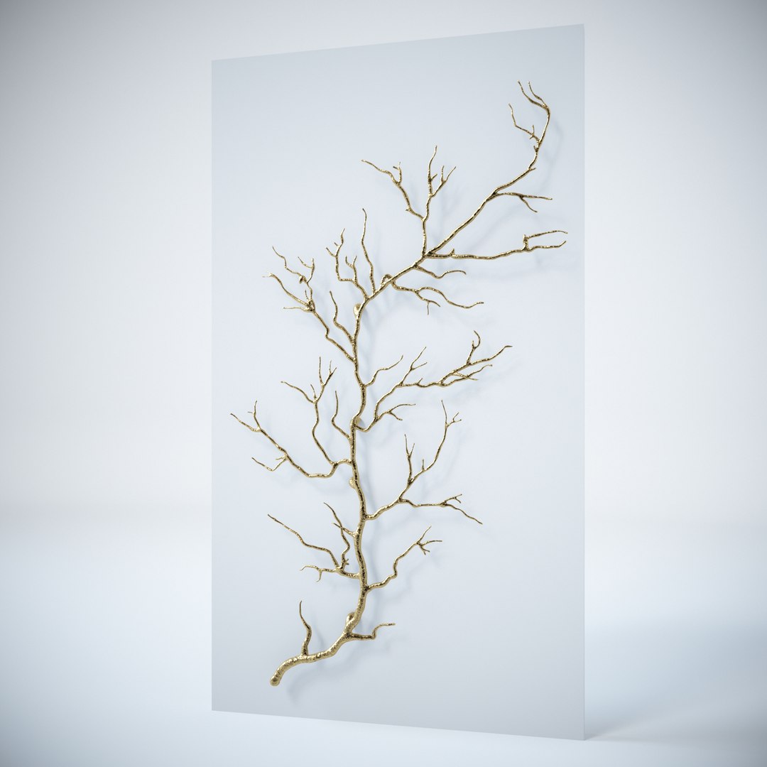 3d Model Gold Twig Branch Wall