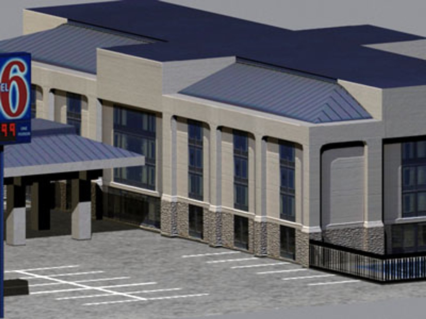 3d Hotel Motel 6 Buildings Model