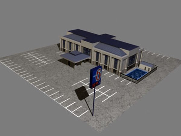 3d hotel motel 6 buildings model