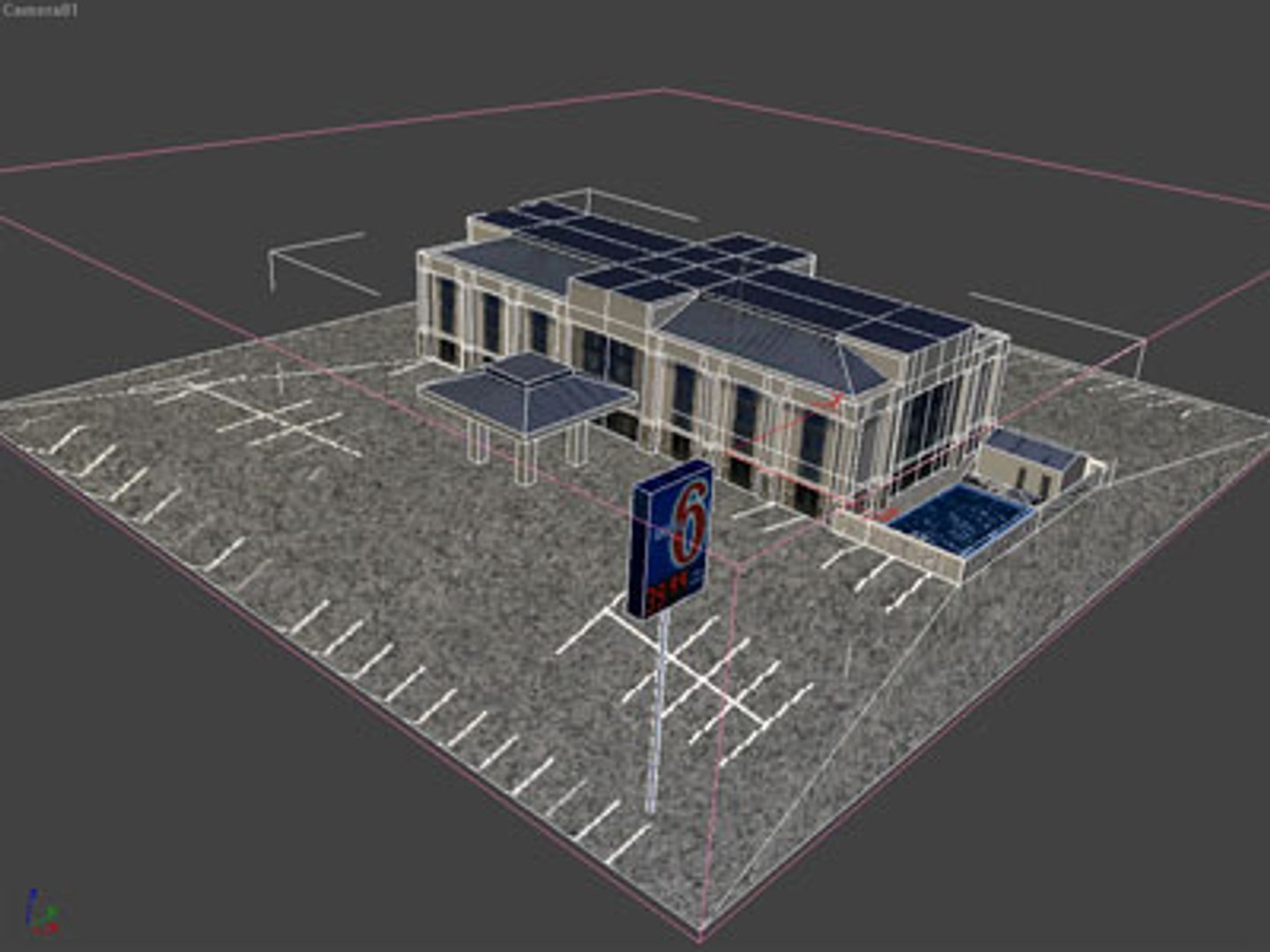 3d Hotel Motel 6 Buildings Model
