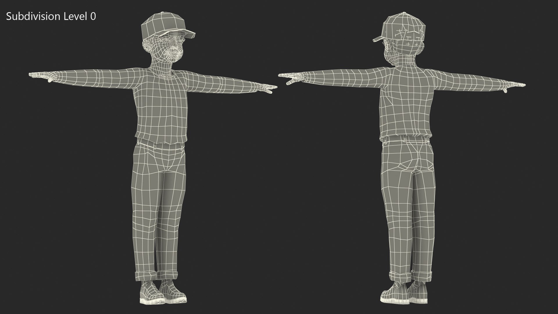 3D Black Child Boy Street Style T-Pose - TurboSquid 1955026