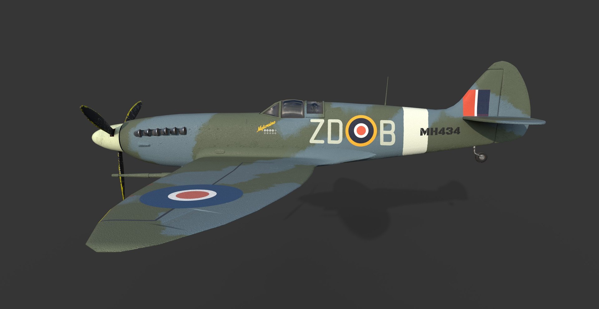 3D Supermarine Spitfire X Fighter Plane - 3 Wear Condition Rust - Worn ...
