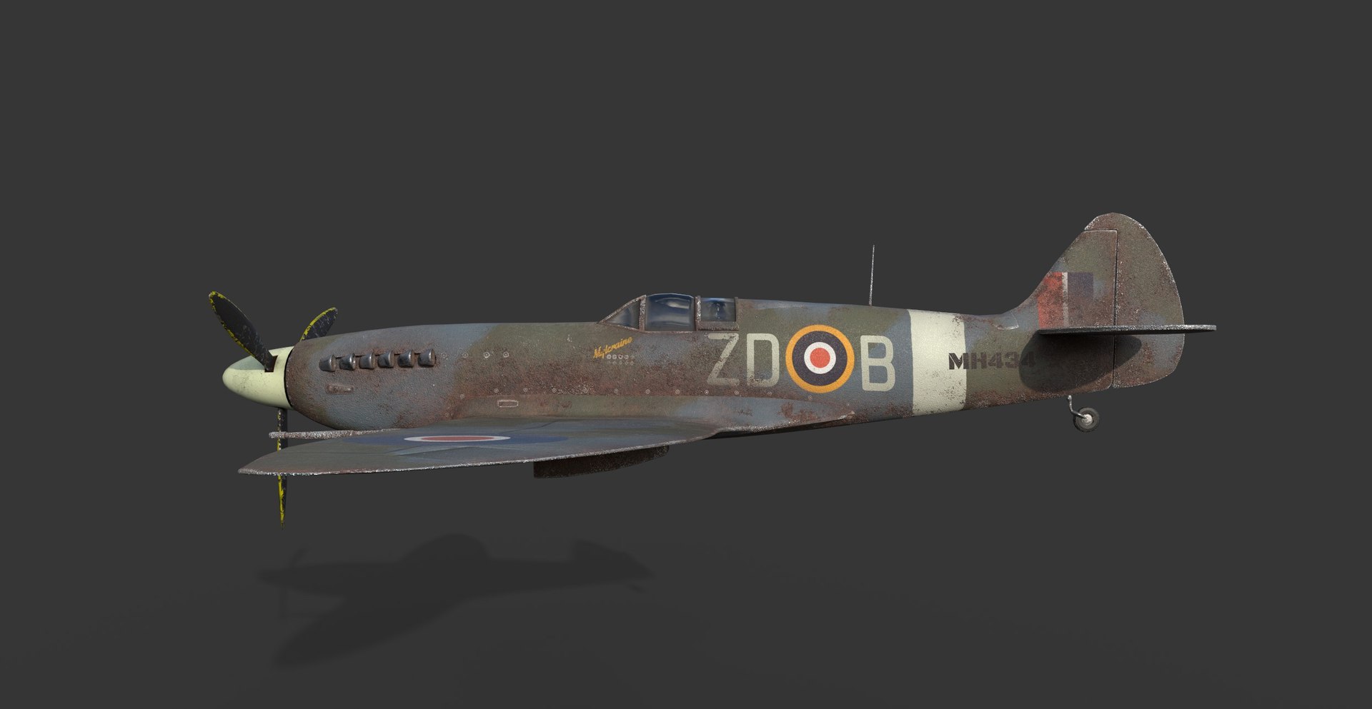 3D Supermarine Spitfire X Fighter Plane - 3 Wear Condition Rust - Worn ...