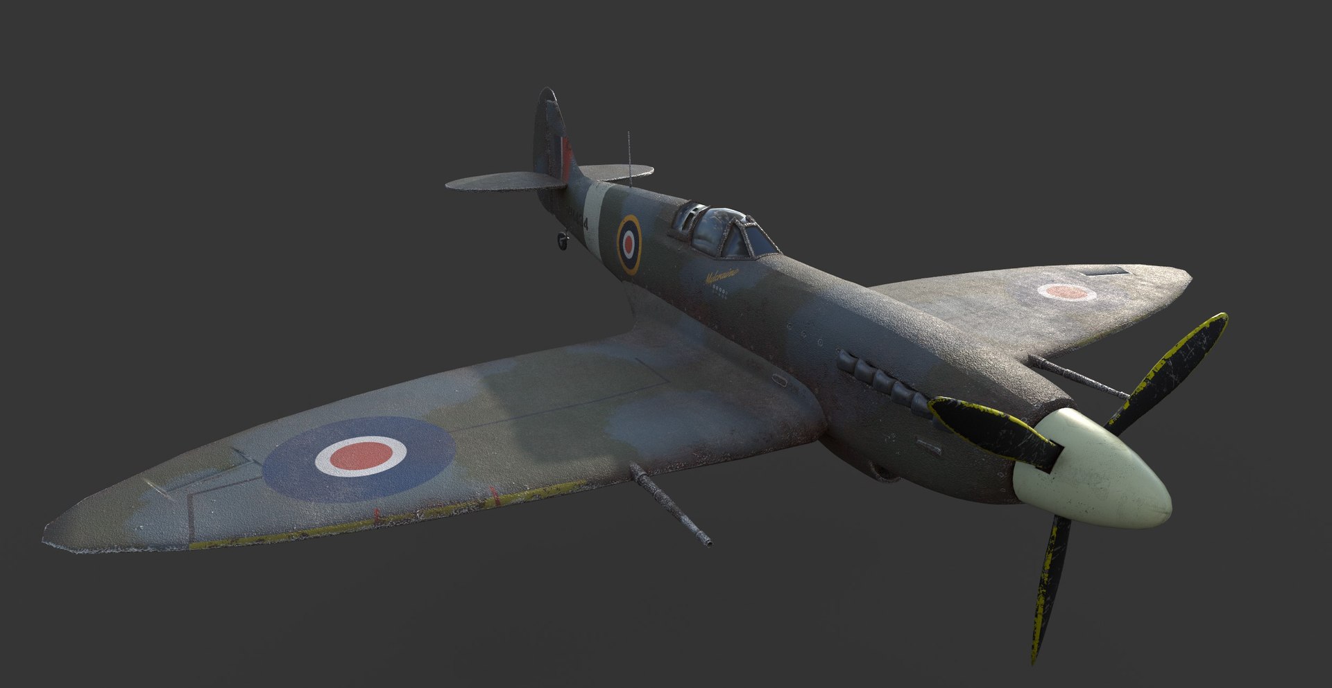 3D Supermarine Spitfire X Fighter Plane - 3 Wear Condition Rust - Worn ...