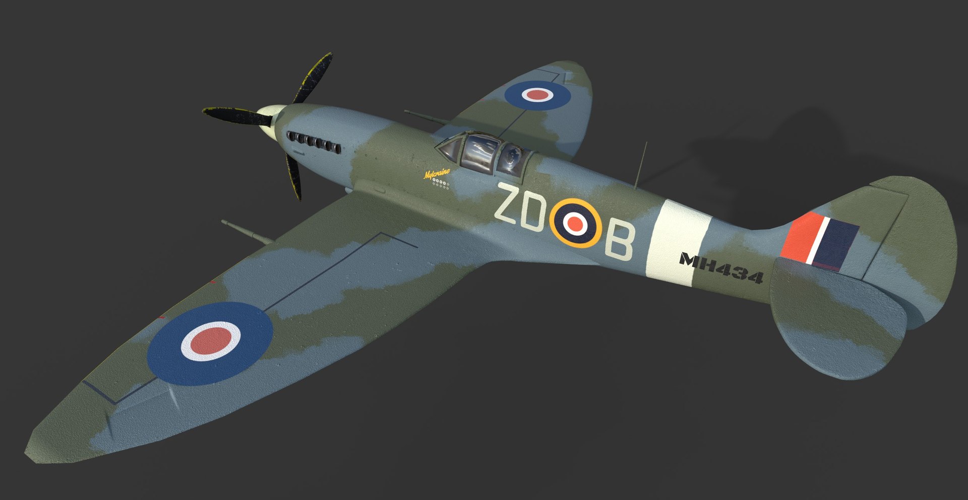 3D Supermarine Spitfire X Fighter Plane - 3 Wear Condition Rust - Worn ...