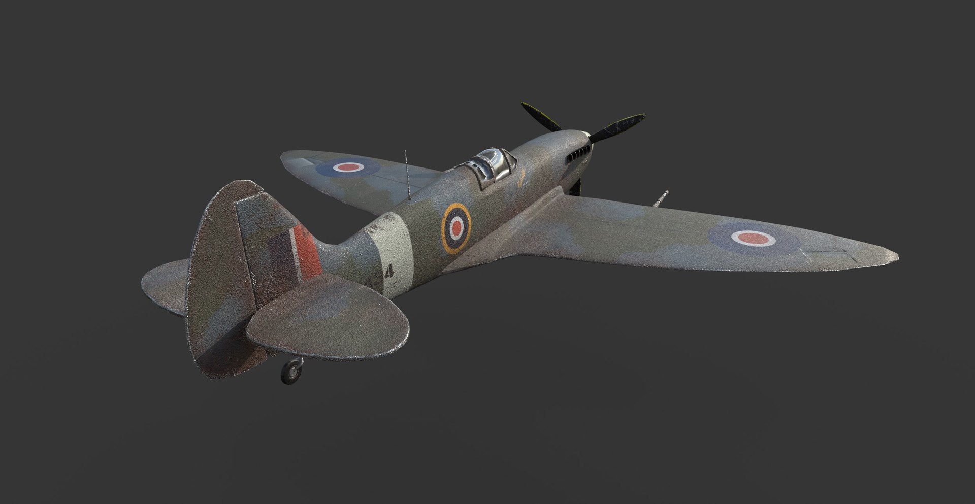 3D Supermarine Spitfire X Fighter Plane - 3 Wear Condition Rust - Worn ...