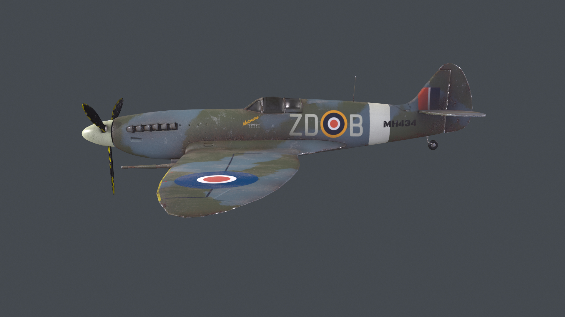 3D Supermarine Spitfire X Fighter Plane - 3 Wear Condition Rust - Worn ...