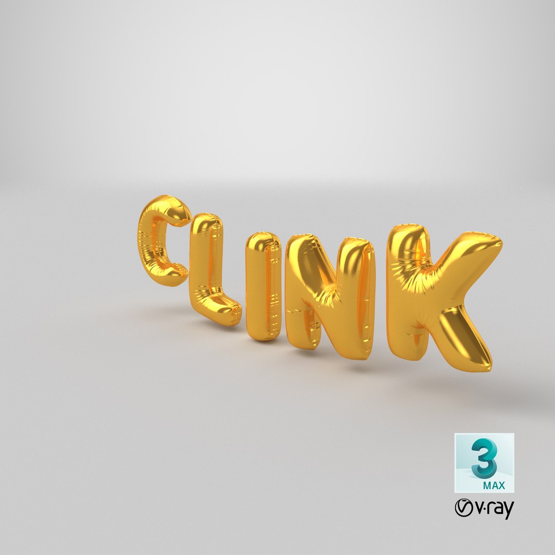 3D Foil Baloon Words CLINK Gold model - TurboSquid 1747536