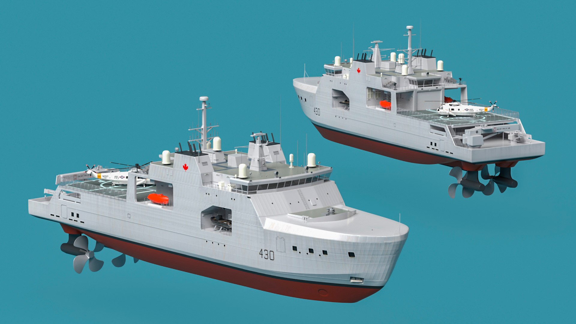 Harry DeWolf-Class Offshore Patrol Vessel With Sikorsky Helicopter 3D ...