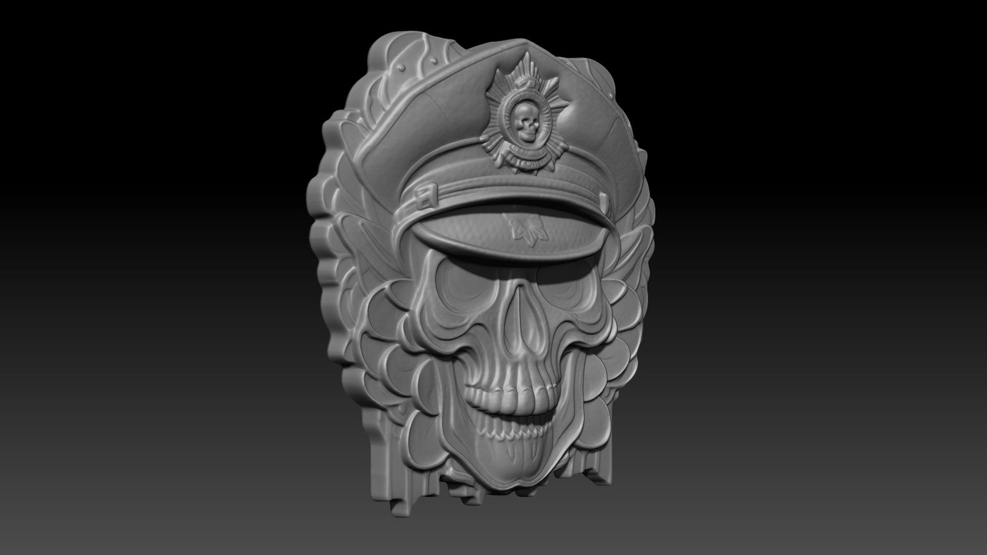 Police Skull Basrelief 240517 01 3D Print Model Model - TurboSquid 2295866