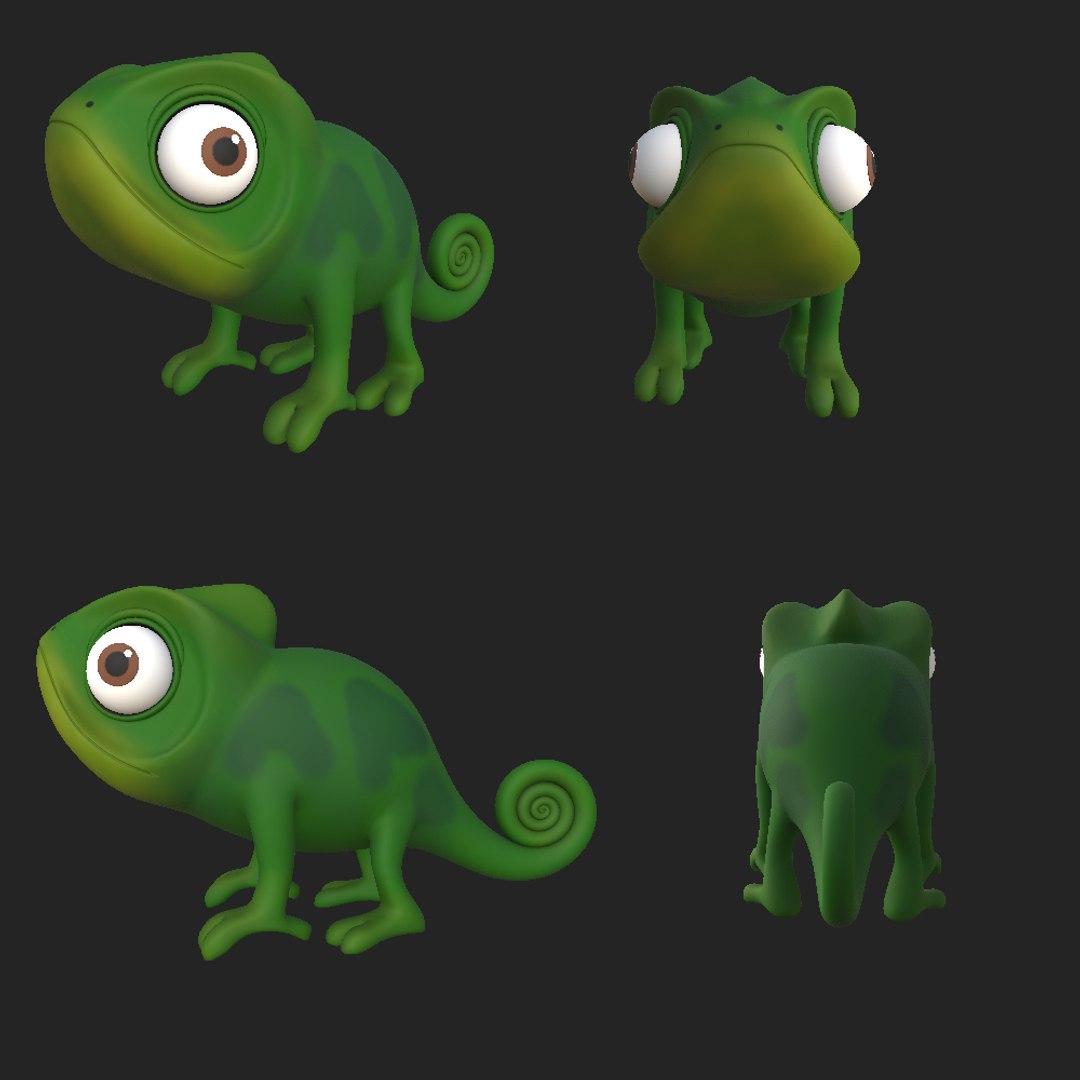 Chameleon Cartoon 02 3D Model - TurboSquid 2223869