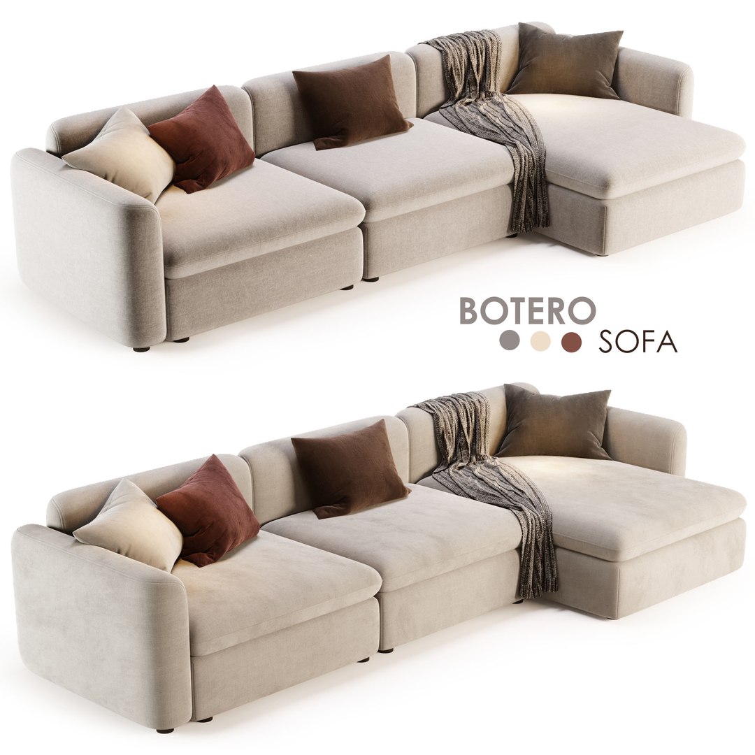 BOTERO Sofa with chaise longue By Casamilano 3D model - TurboSquid 2106742