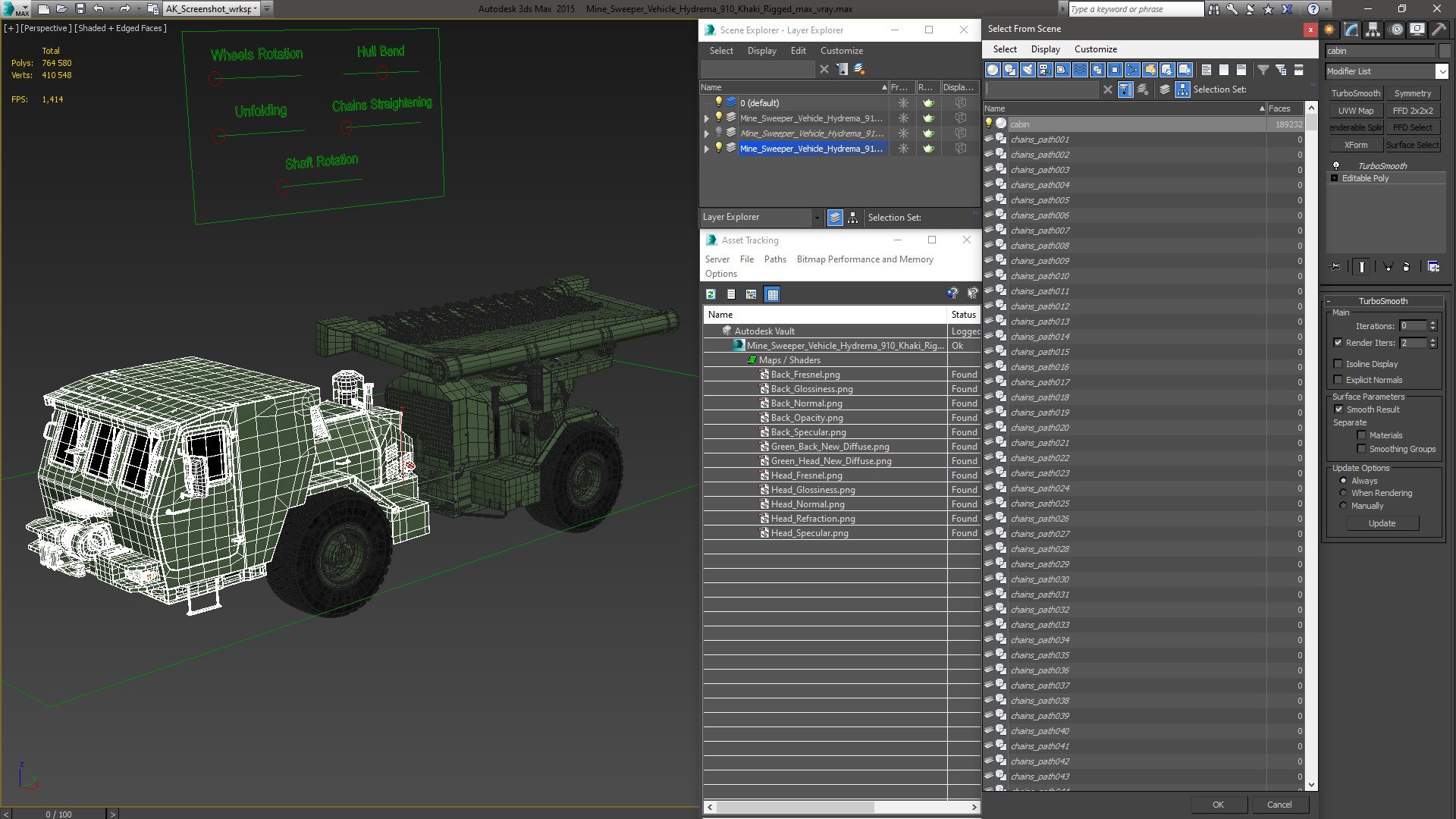 3D Mine Sweeper Vehicle Hydrema 910 Khaki Rigged - TurboSquid 2098622