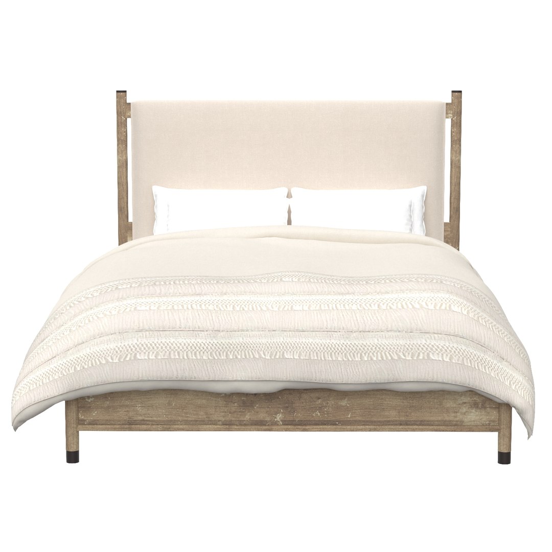 3D Hooker Furniture Bedroom Affinity California King Upholstered Bed ...