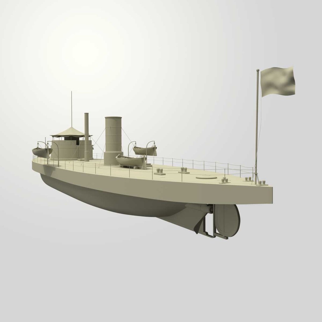 3d Union Monitor Tecumseh Civil War Model