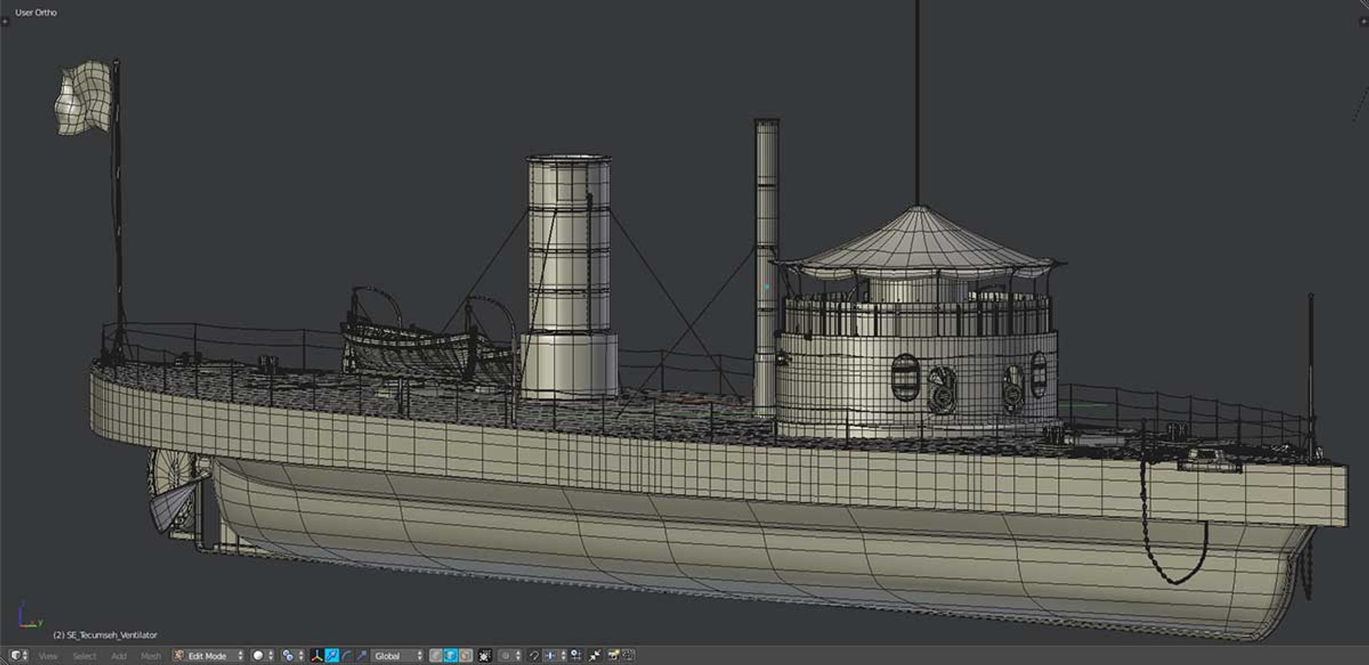 3d Union Monitor Tecumseh Civil War Model