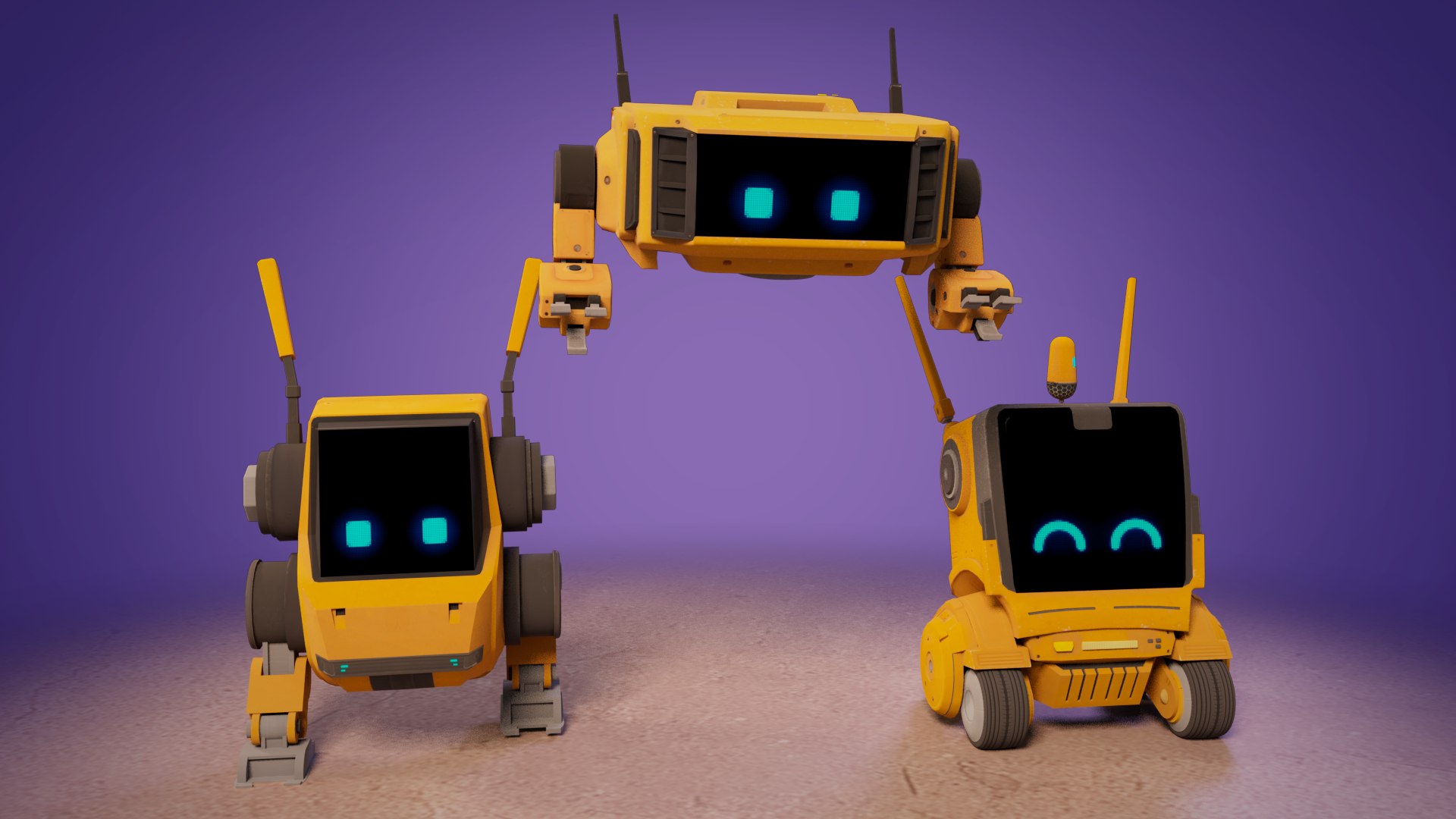 3D Cute Set Of Robots - TurboSquid 2232596