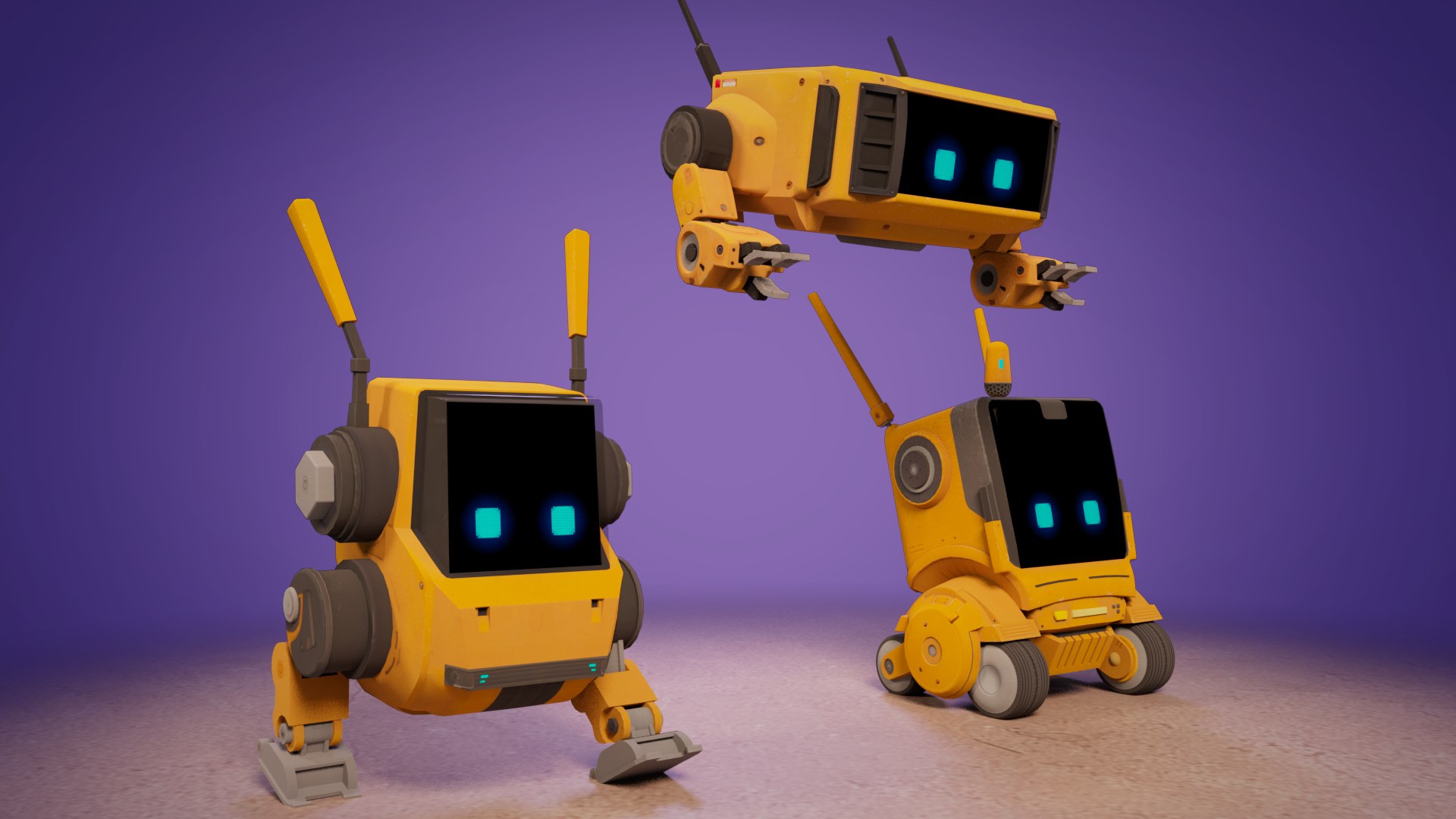 3D Cute Set Of Robots - TurboSquid 2232596