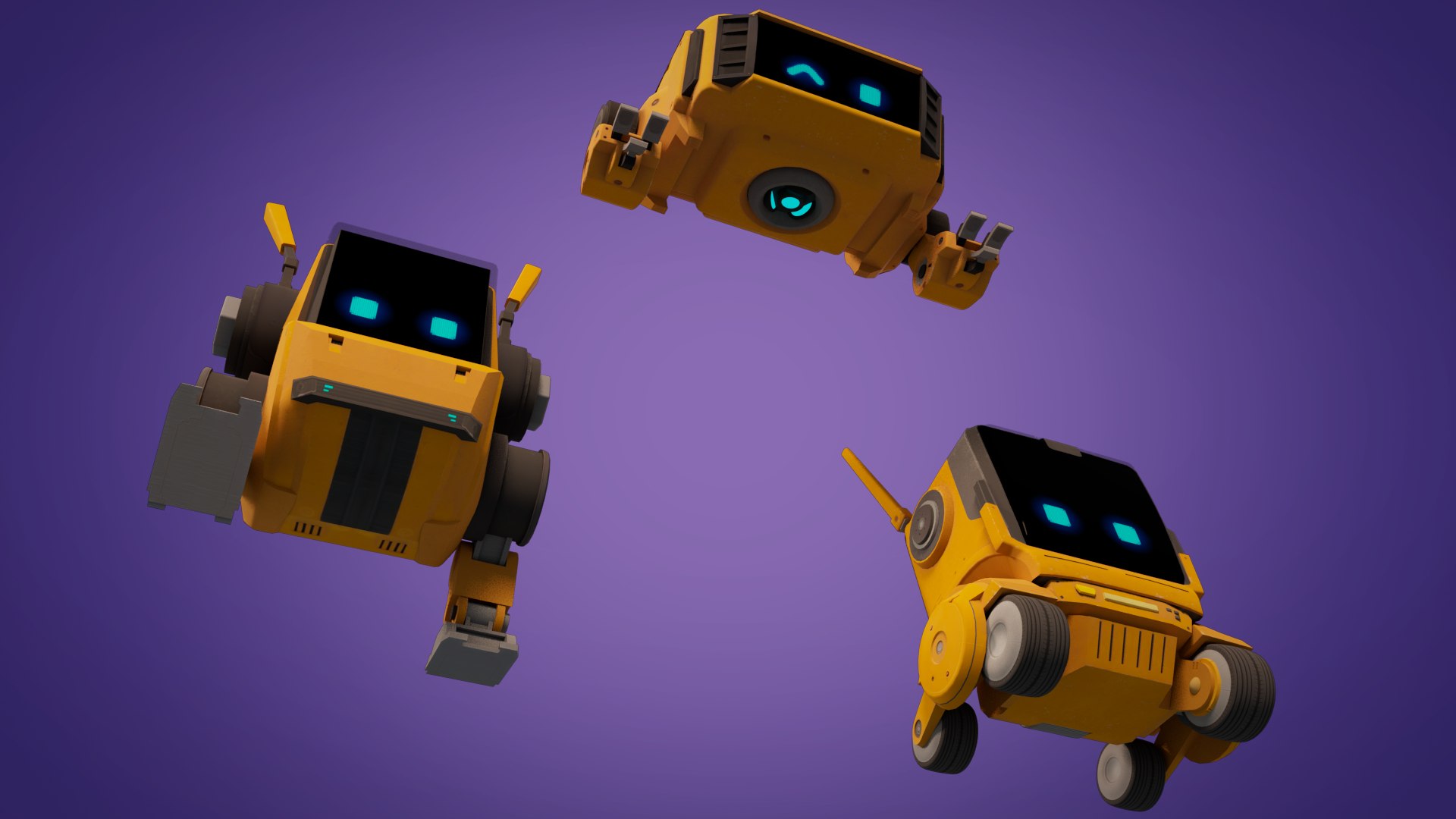 3D Cute Set Of Robots - TurboSquid 2232596