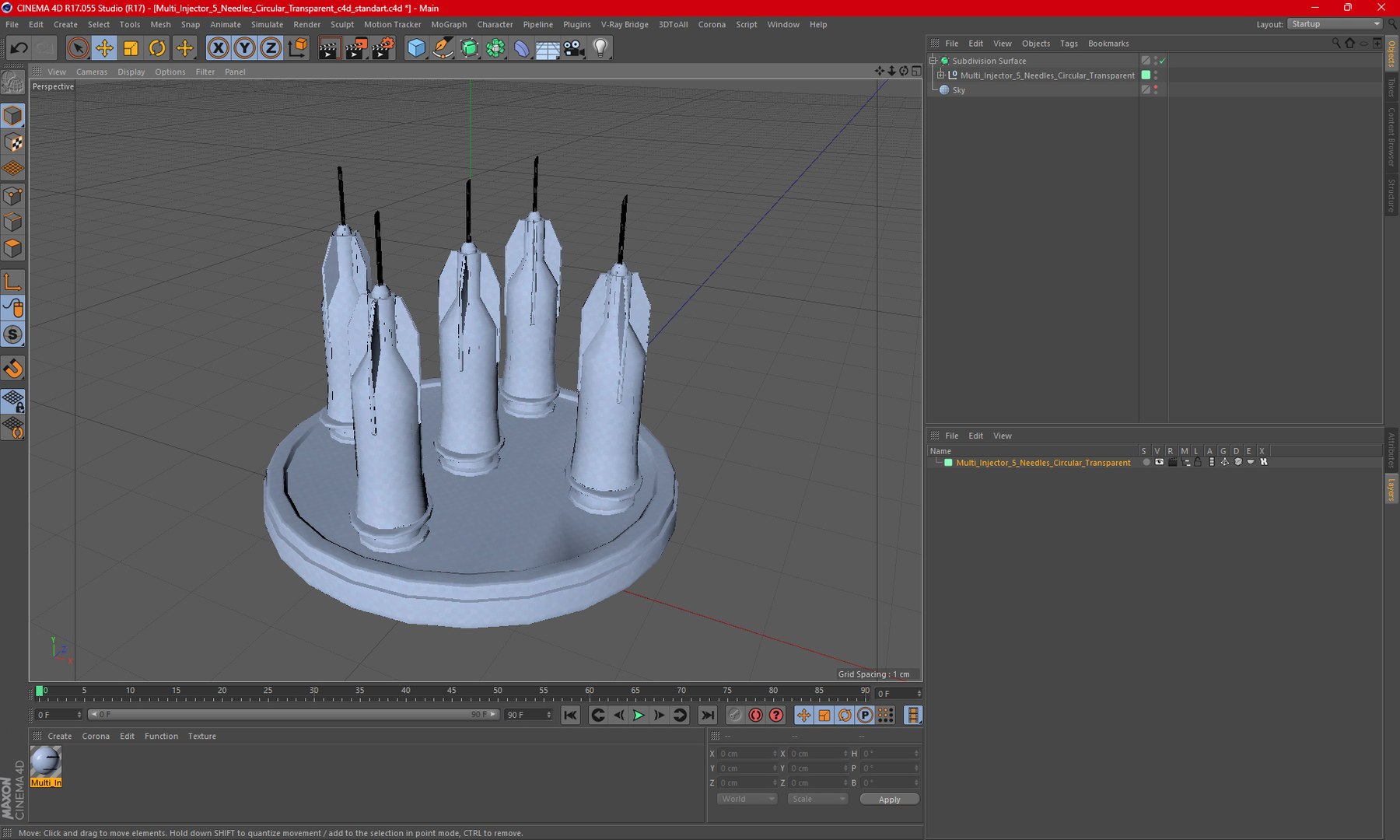 Multi Injector 5 Needles Circular Transparent 3D Model - TurboSquid 2248082