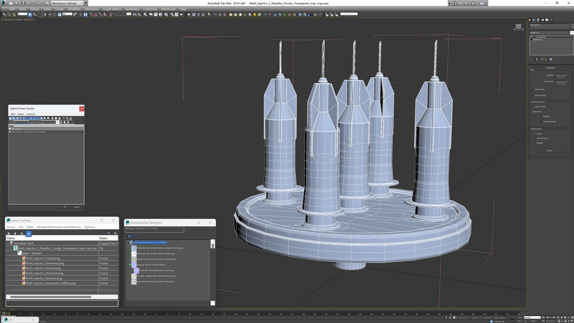 Multi Injector 5 Needles Circular Transparent 3D Model - TurboSquid 2248082