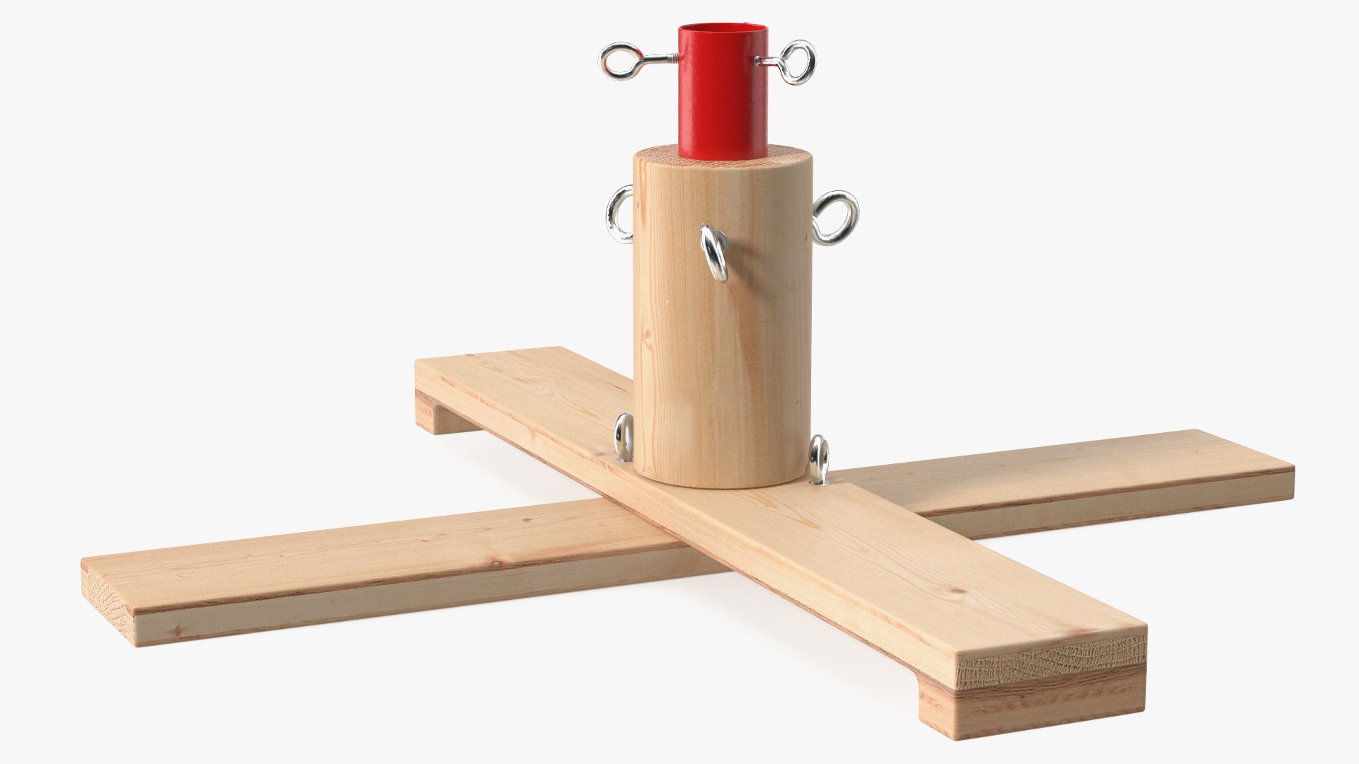 3D Wooden Christmas Tree Stand with Red Metal - TurboSquid 1954618