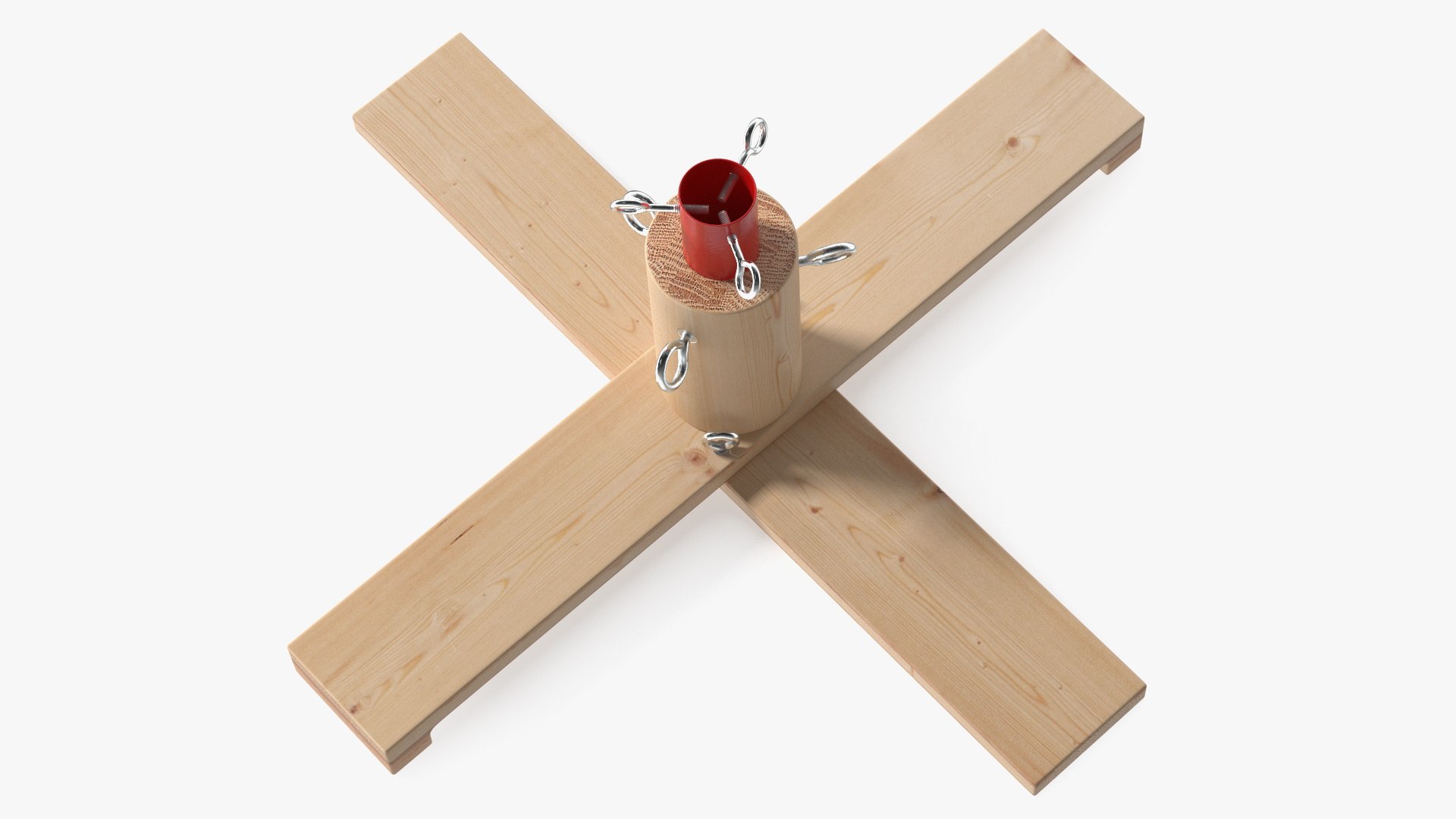 3D Wooden Christmas Tree Stand with Red Metal - TurboSquid 1954618