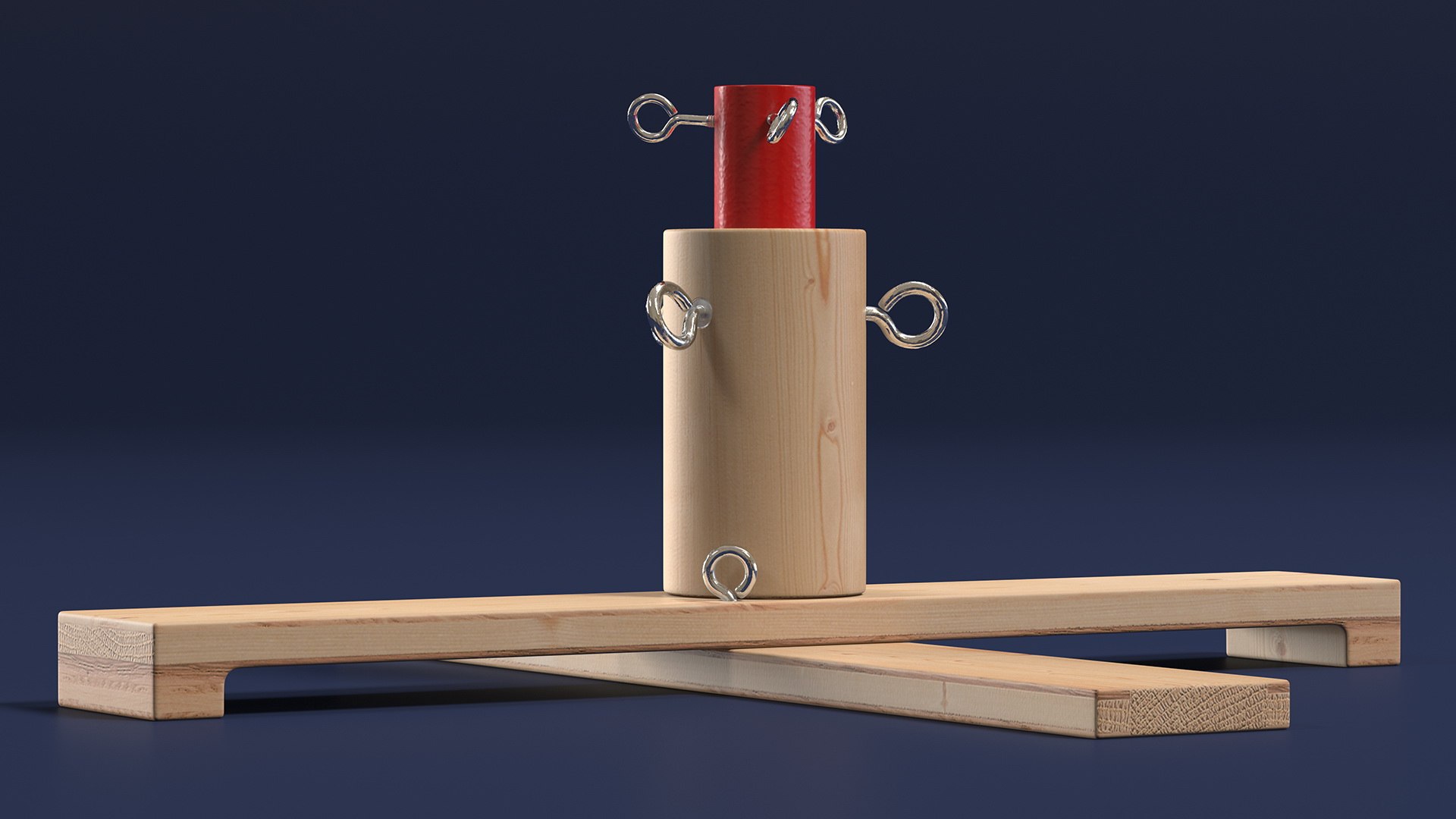 3D Wooden Christmas Tree Stand with Red Metal - TurboSquid 1954618