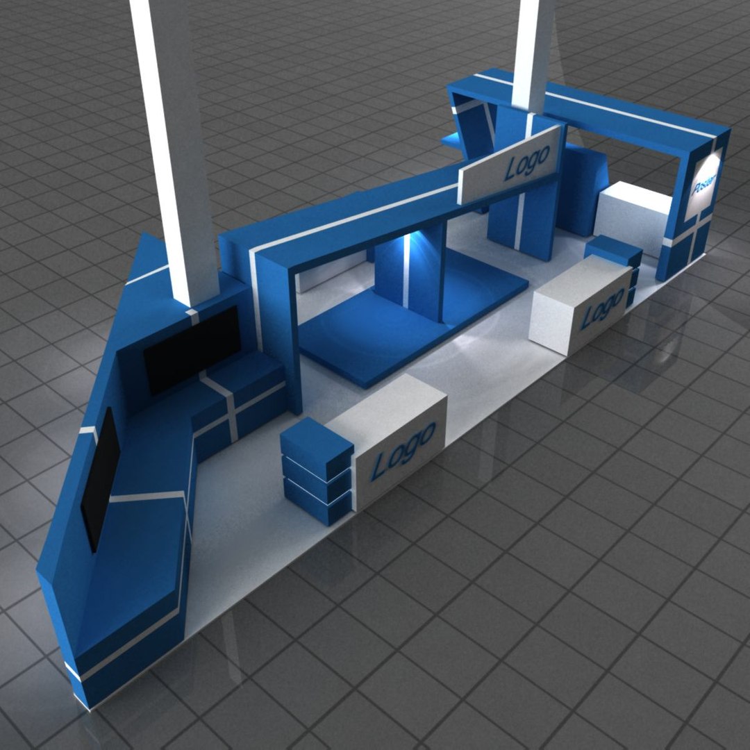 Blue Exhibition Stall 3d Max