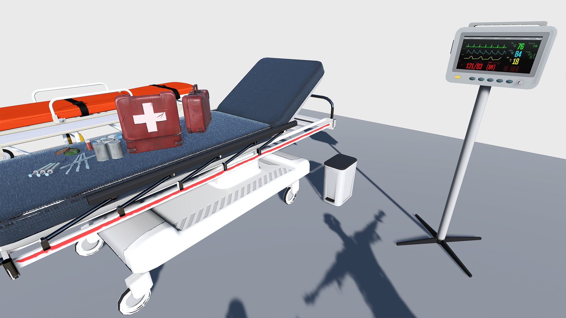 HHospital Props And Patient Animated Character Model - TurboSquid 2396842