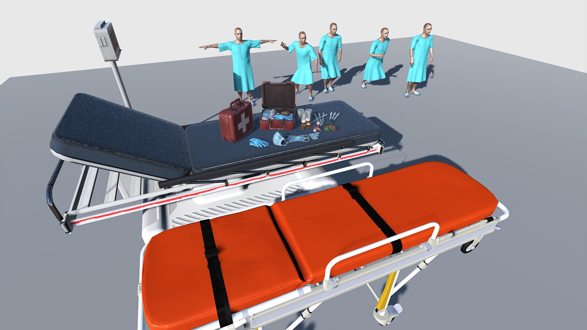 HHospital Props And Patient Animated Character Model - TurboSquid 2396842