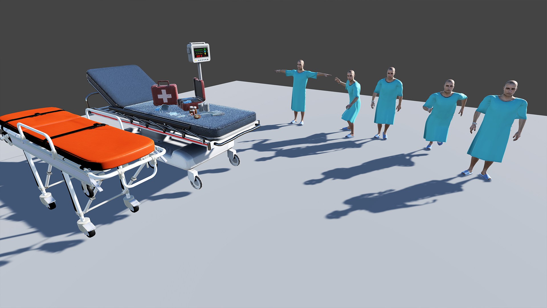 HHospital Props And Patient Animated Character Model - TurboSquid 2396842