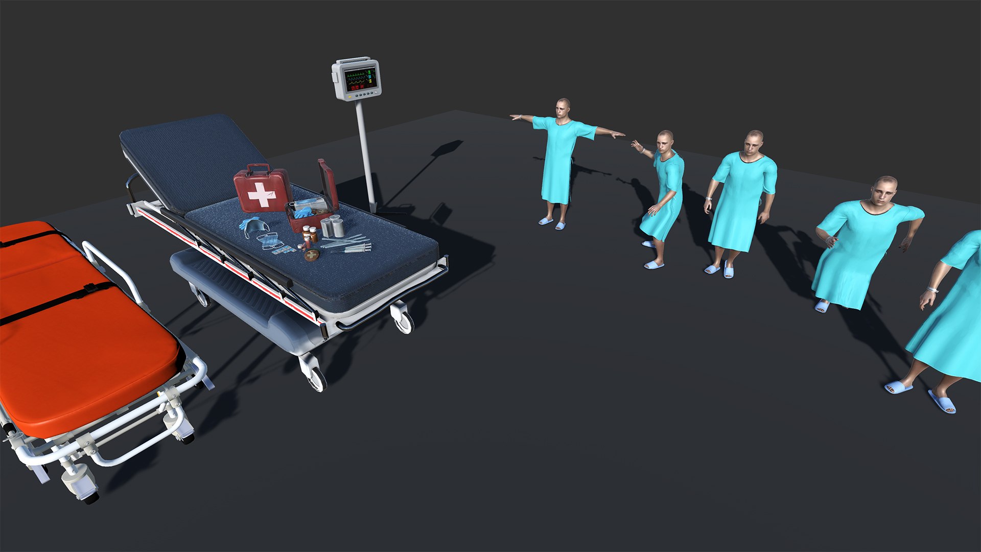 HHospital Props And Patient Animated Character Model - TurboSquid 2396842